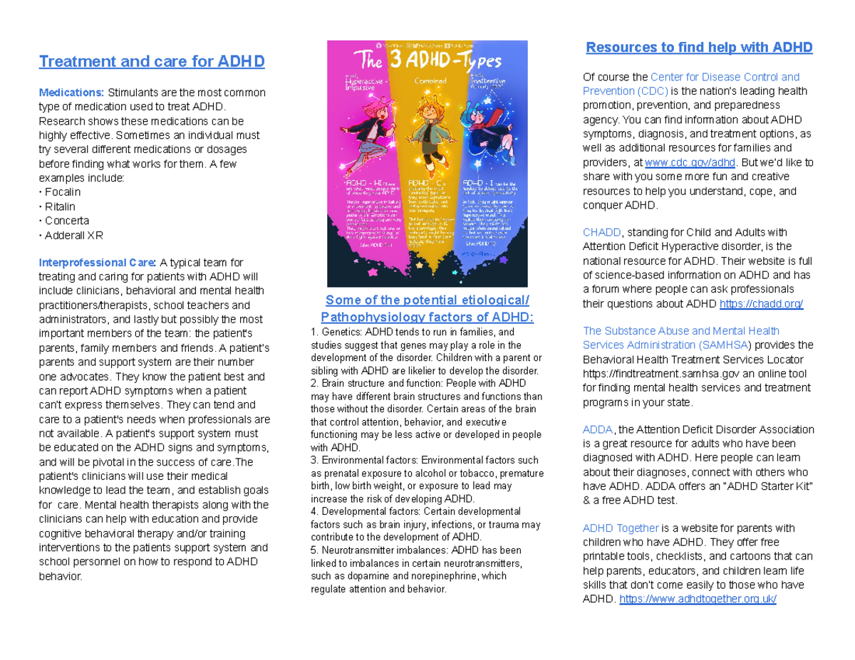 MH Brochure - project - Treatment and care for ADHD Medications ...