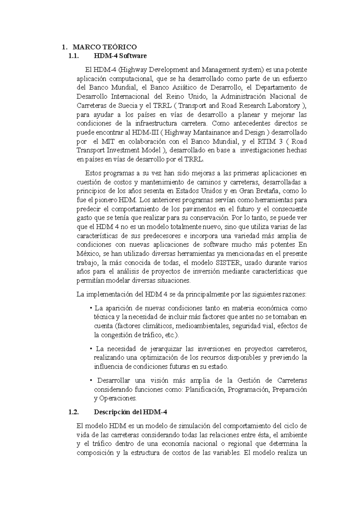 Marco teorico hmd4 - apuntes - 1. MARCO TEÓRICO 1. HDM-4 Software El ...