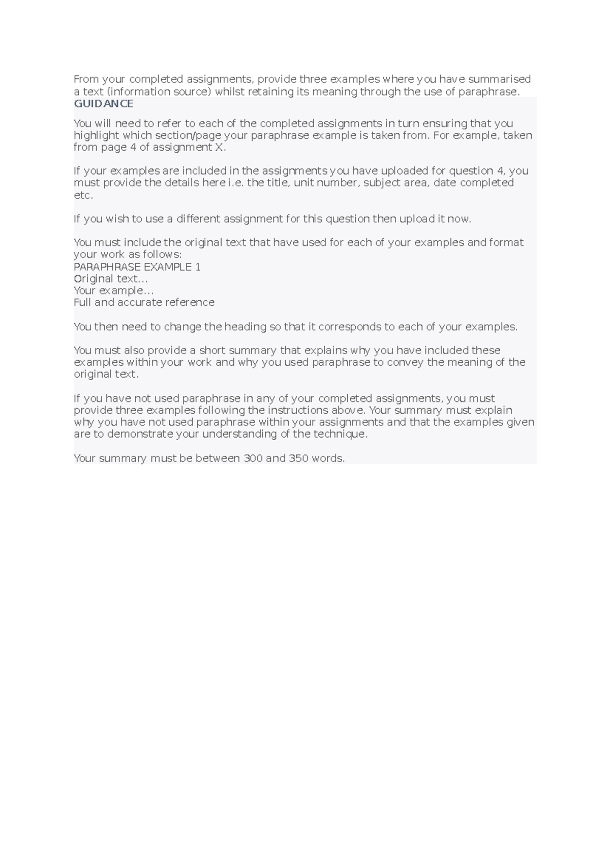 Unit 19 Question 10 - From your completed assignments, provide three ...