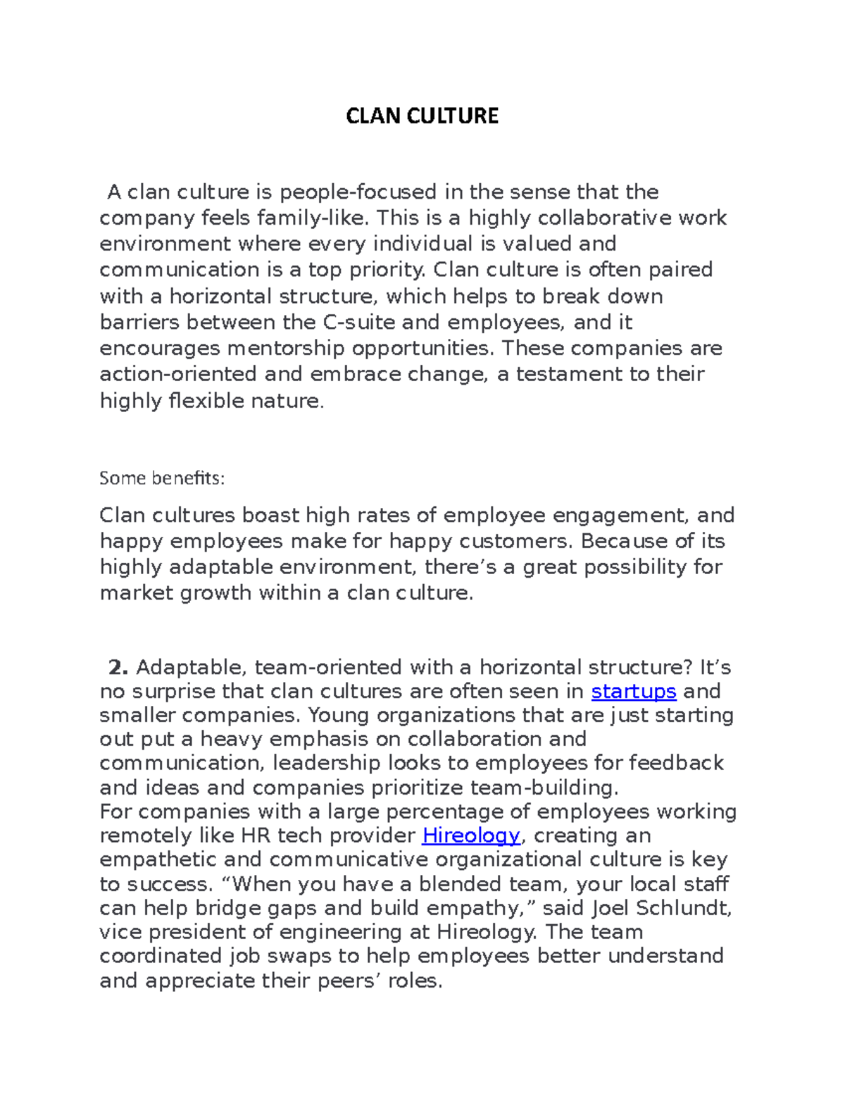 Activity 1 NSTP - FBFHGFJ - CLAN CULTURE A clan culture is people ...