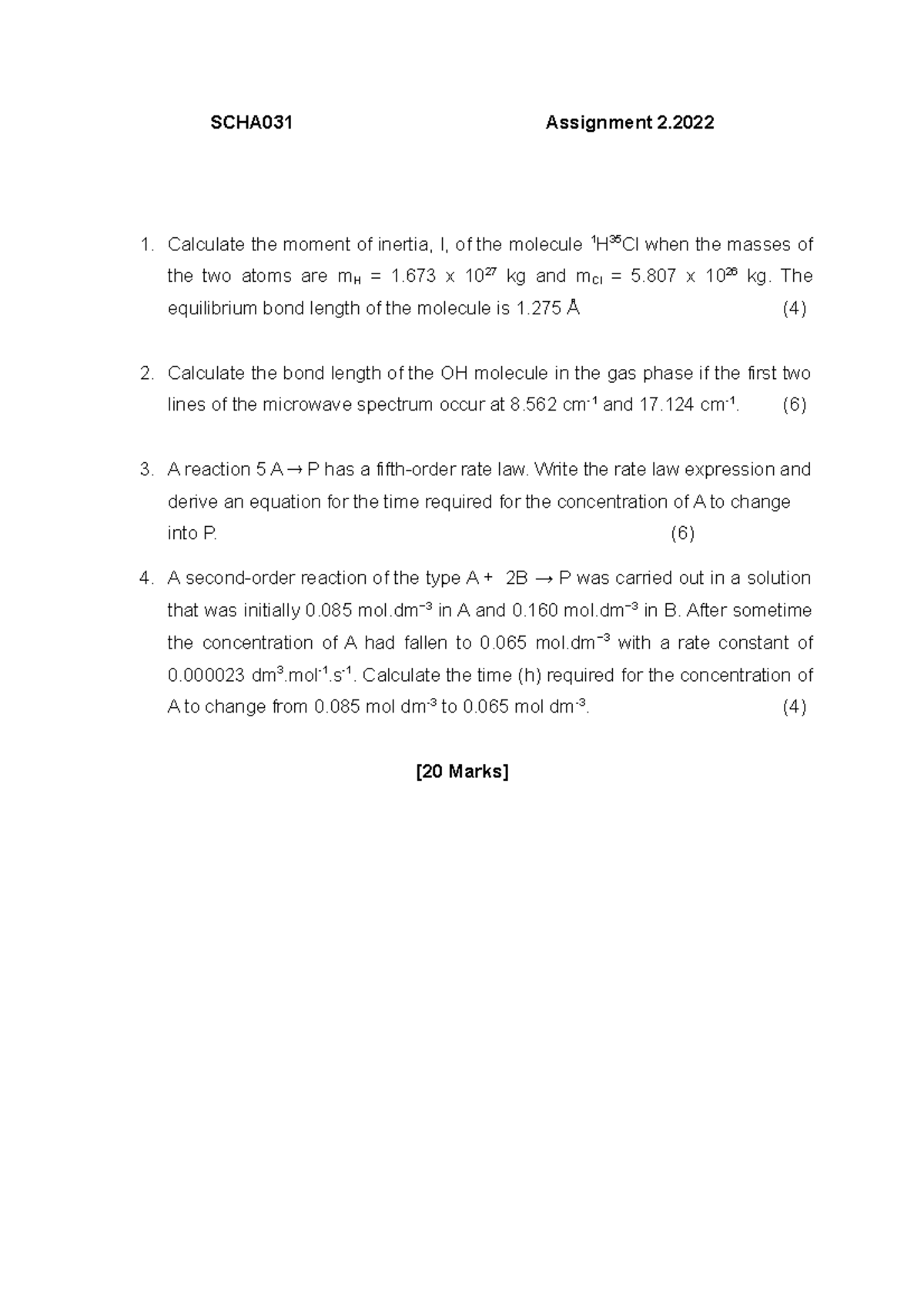 Assignment 2. 2022 SCHA031 SECOND ASSIGNMENT - SCHA031 Assignment 2 ...