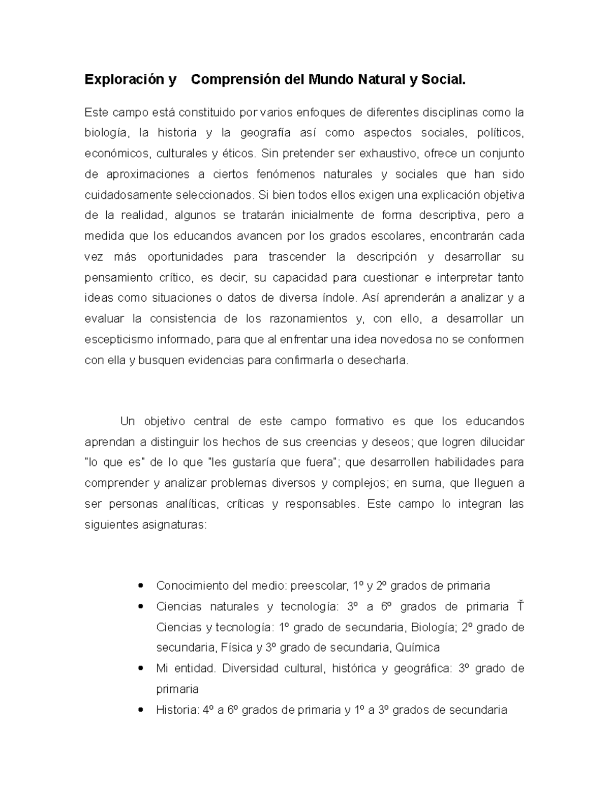 Exploración y Comprensión del Mundo Natural y Social - UAT - StuDocu