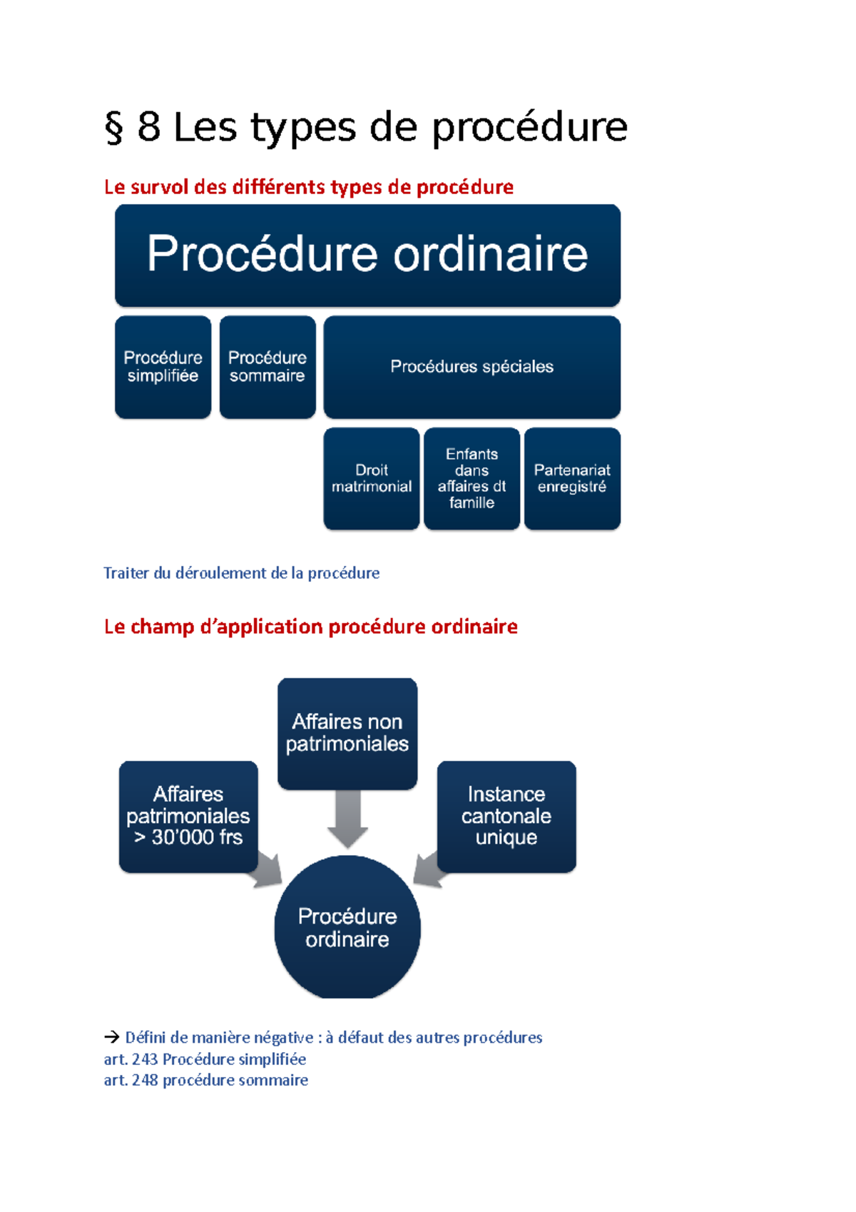 § 8 Les types de procédure PC 17 - § 8 Les types de procédure Le survol ...
