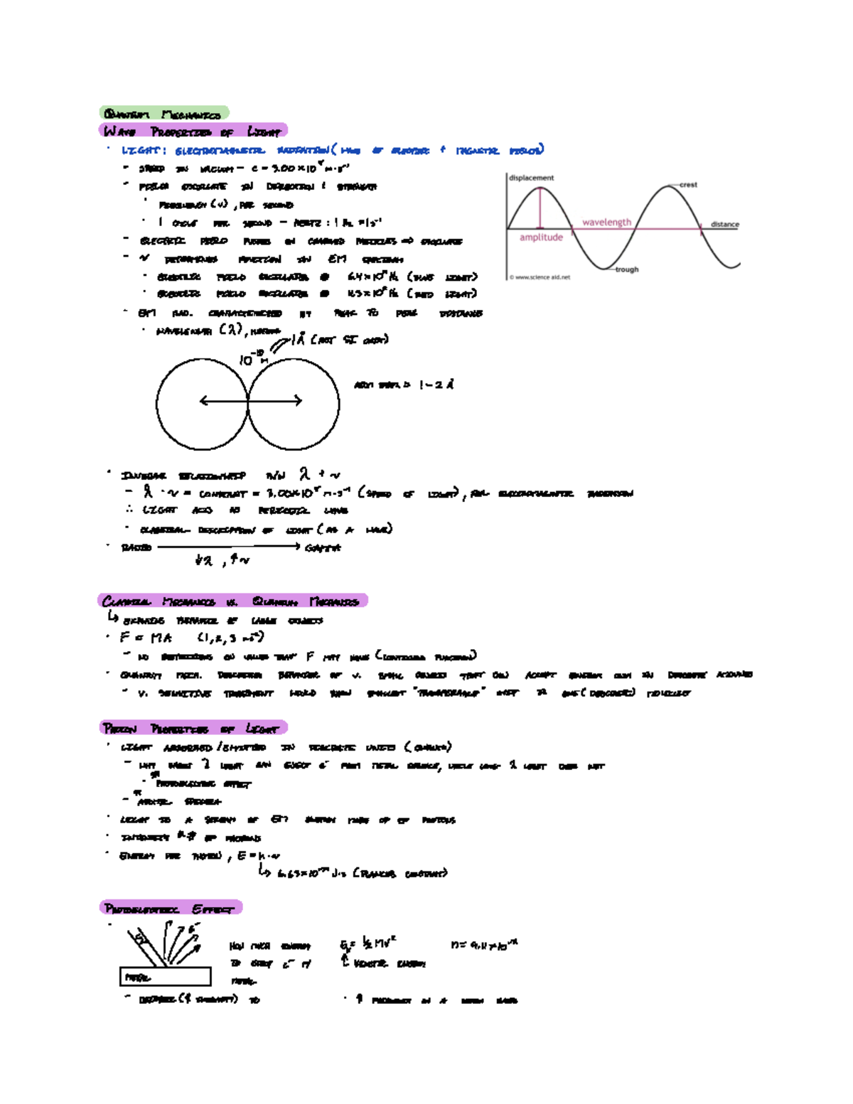 CHEM14A Week 2 - Lecture Notes - Lavelle - Quantum Mechanics ...