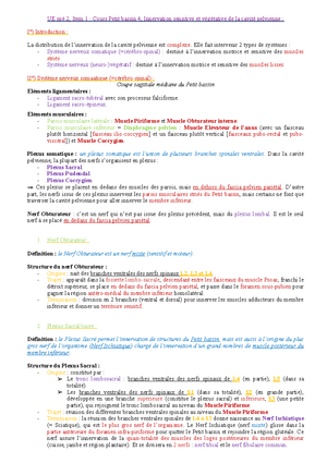 Cours Petit bassin 1, Anatomie générale du Bassin - UE spé 2, Item 1 ...