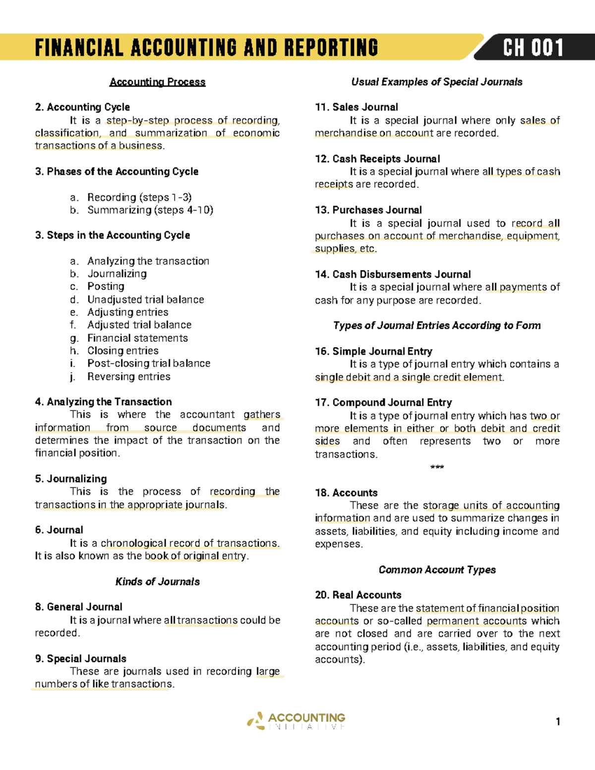 Financial Accounting and Reporting - Accounting Process - Financial ...