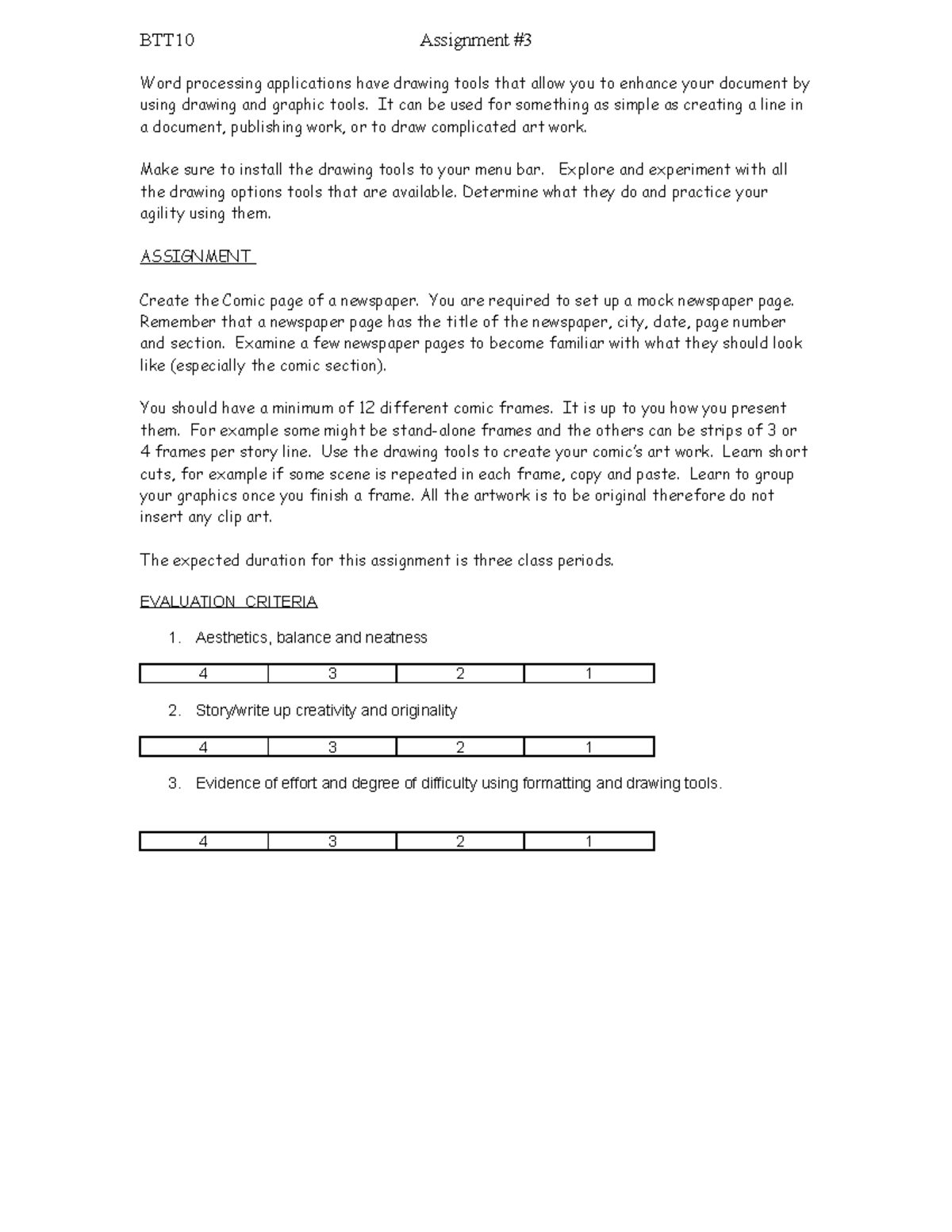 E. Assignment- Comic Strip - BTT10 Assignment Word processing ...