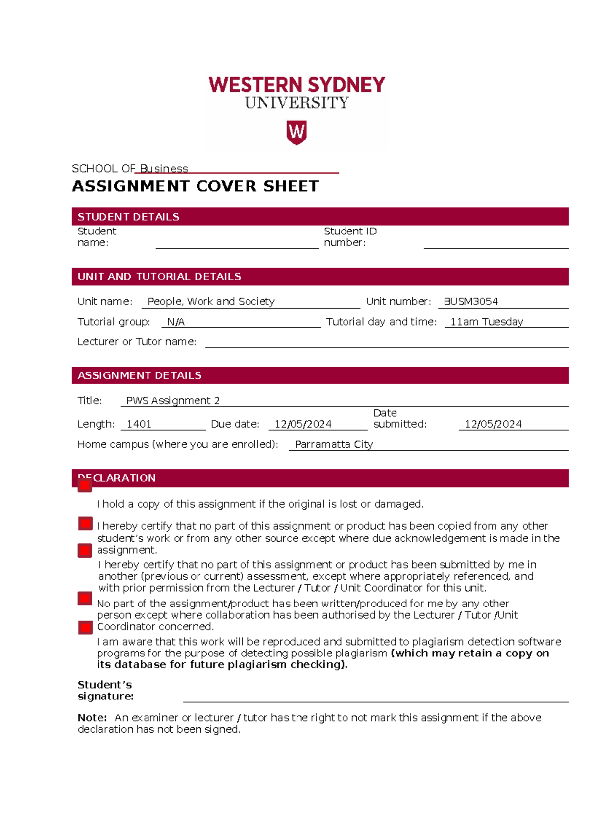 PWS Assignment 2 - mmm its ok but only use as a guide - SCHOOL OF ...