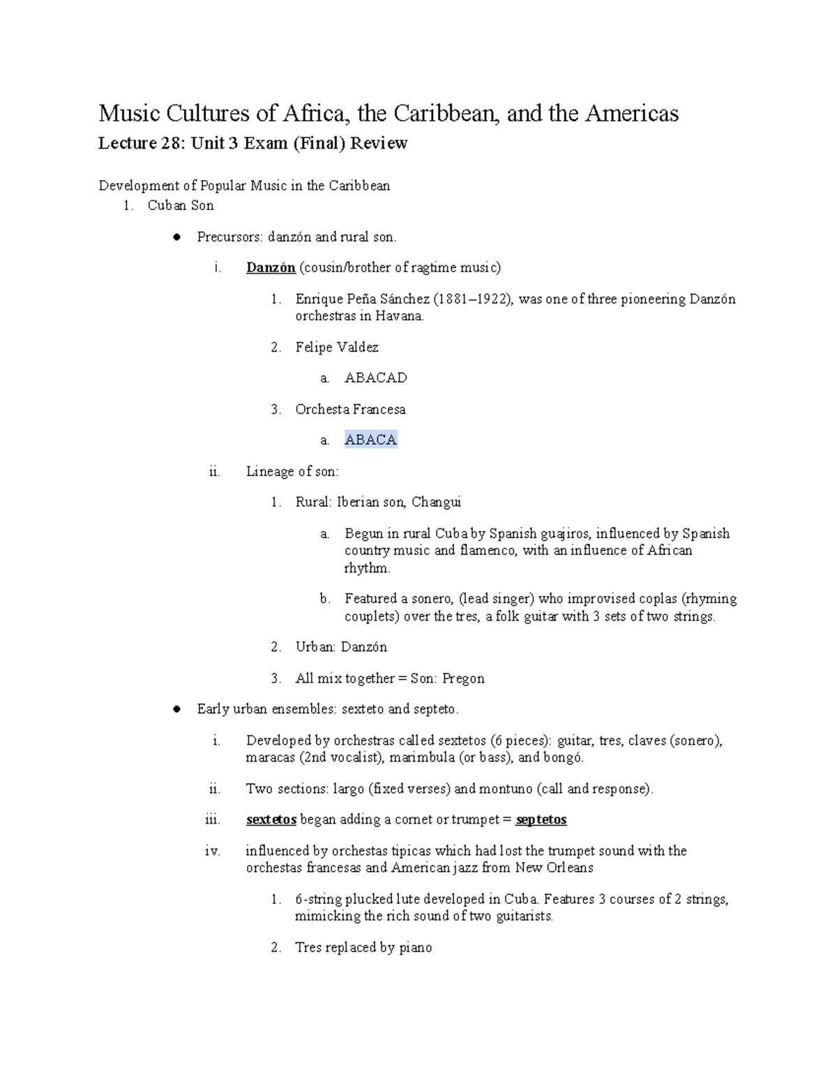EXAM 3 MUS 112 Lecture 28 Final Exam Review - Music Cultures of Africa ...