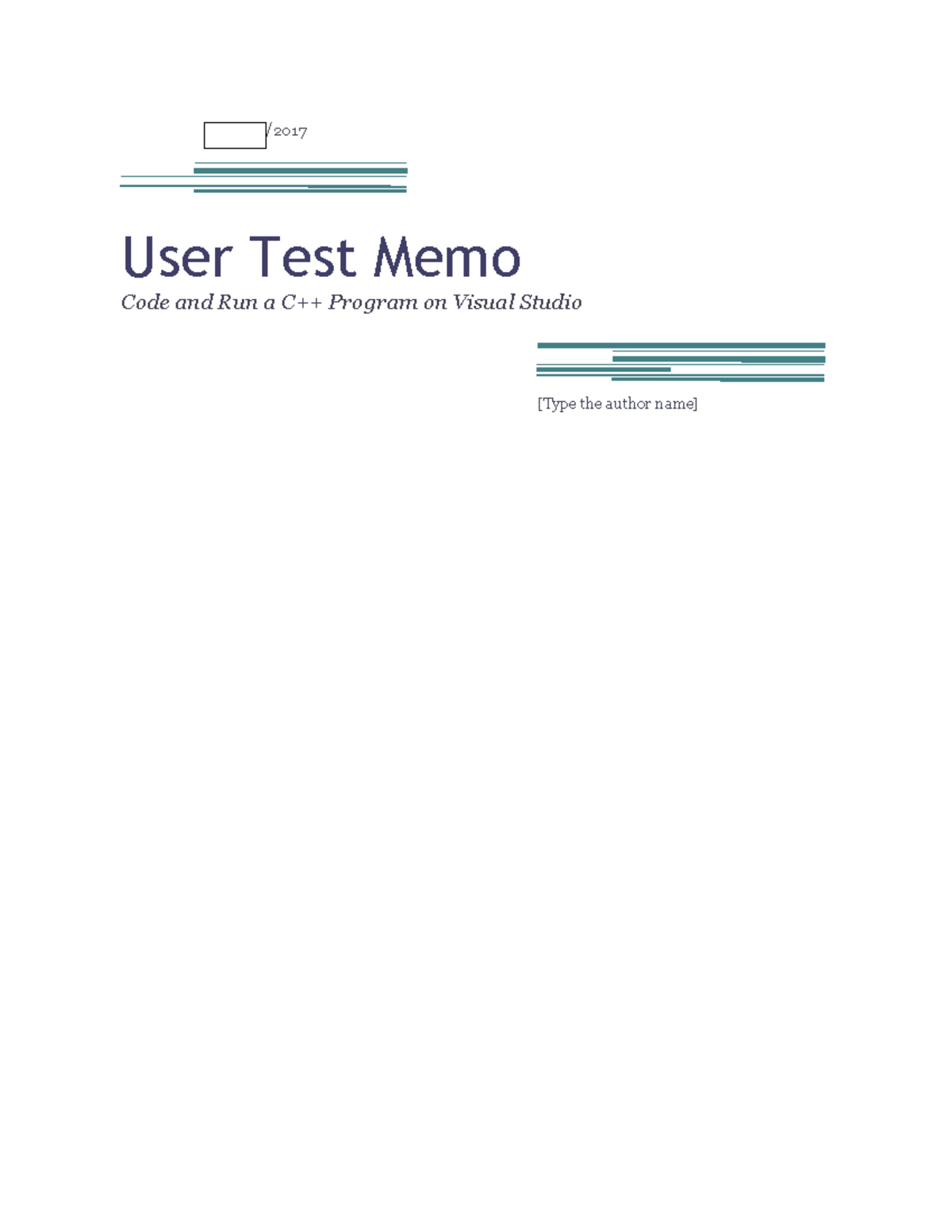 User Test Memo - User Test Memo for Instruction assignment - /2017 User ...