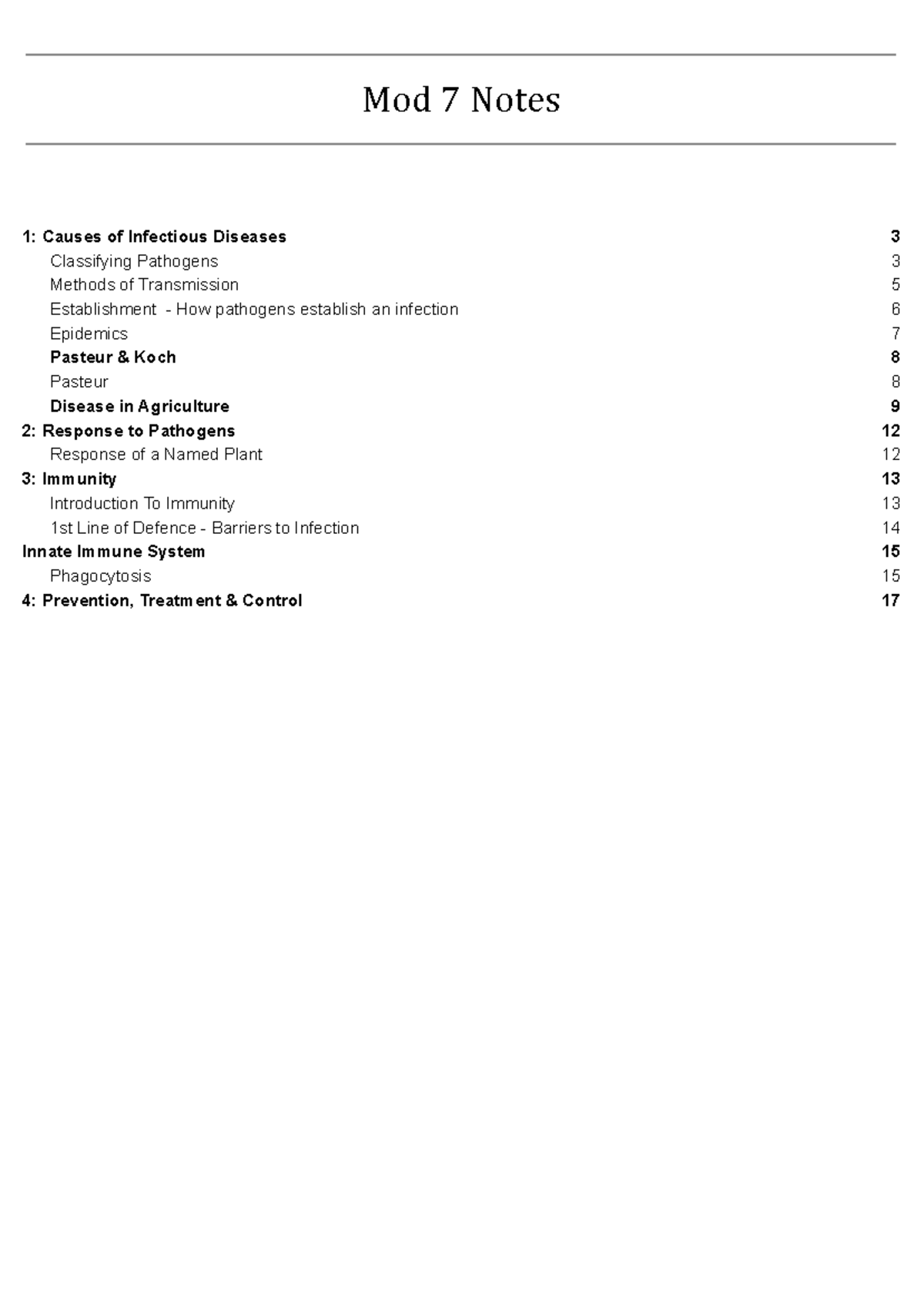 Mod 7 Notes - Mod 7 Notes 1: Causes of Infectious Diseases Classifying ...