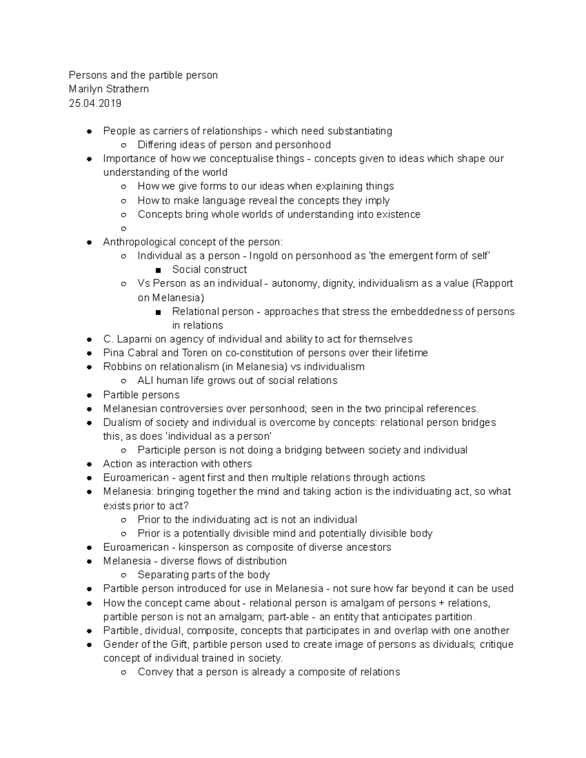Persons and the partible person - Strathern - Persons and the partible ...