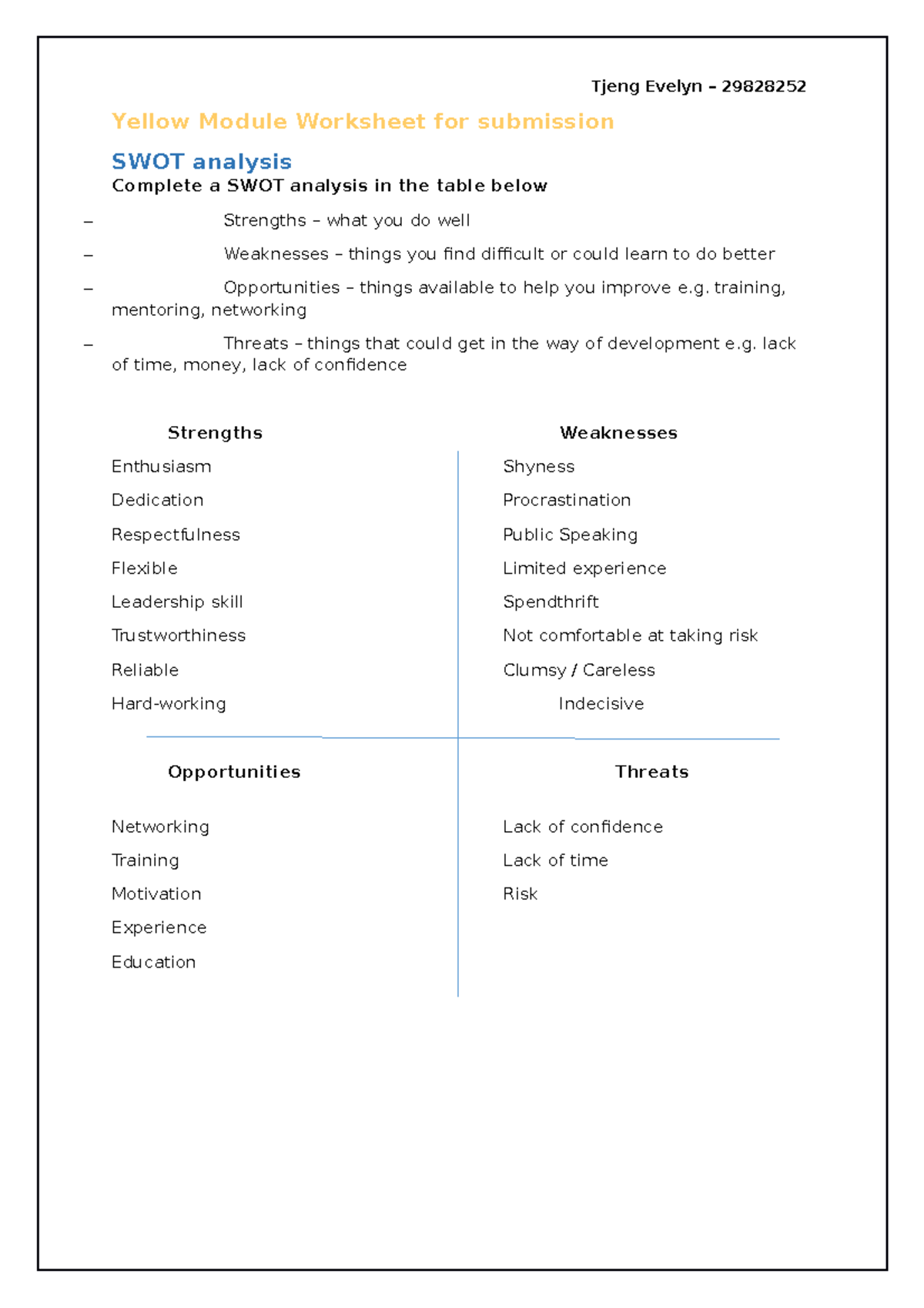 Yellow Module Worksheet for Submission - Tjeng Evelyn – 29828252 Yellow ...