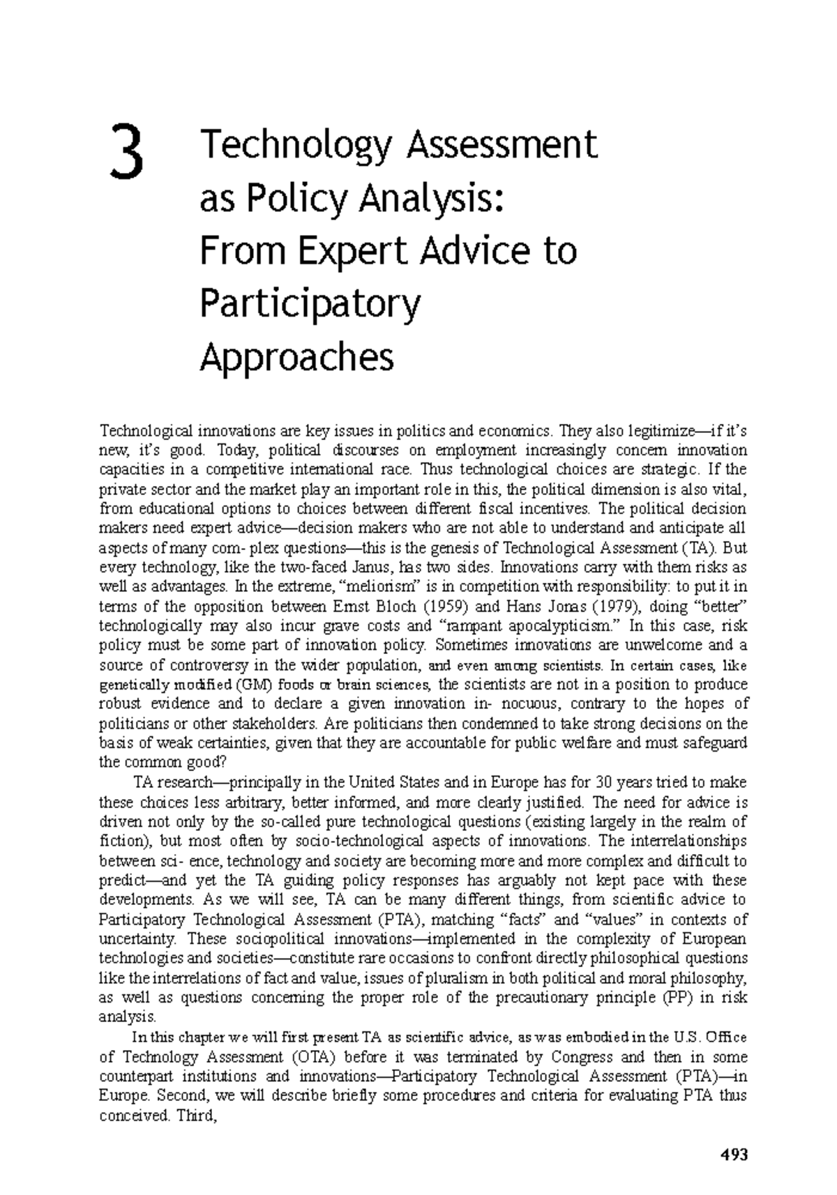 Technology Assessment as Policy Analysis - Technology Assessment as ...