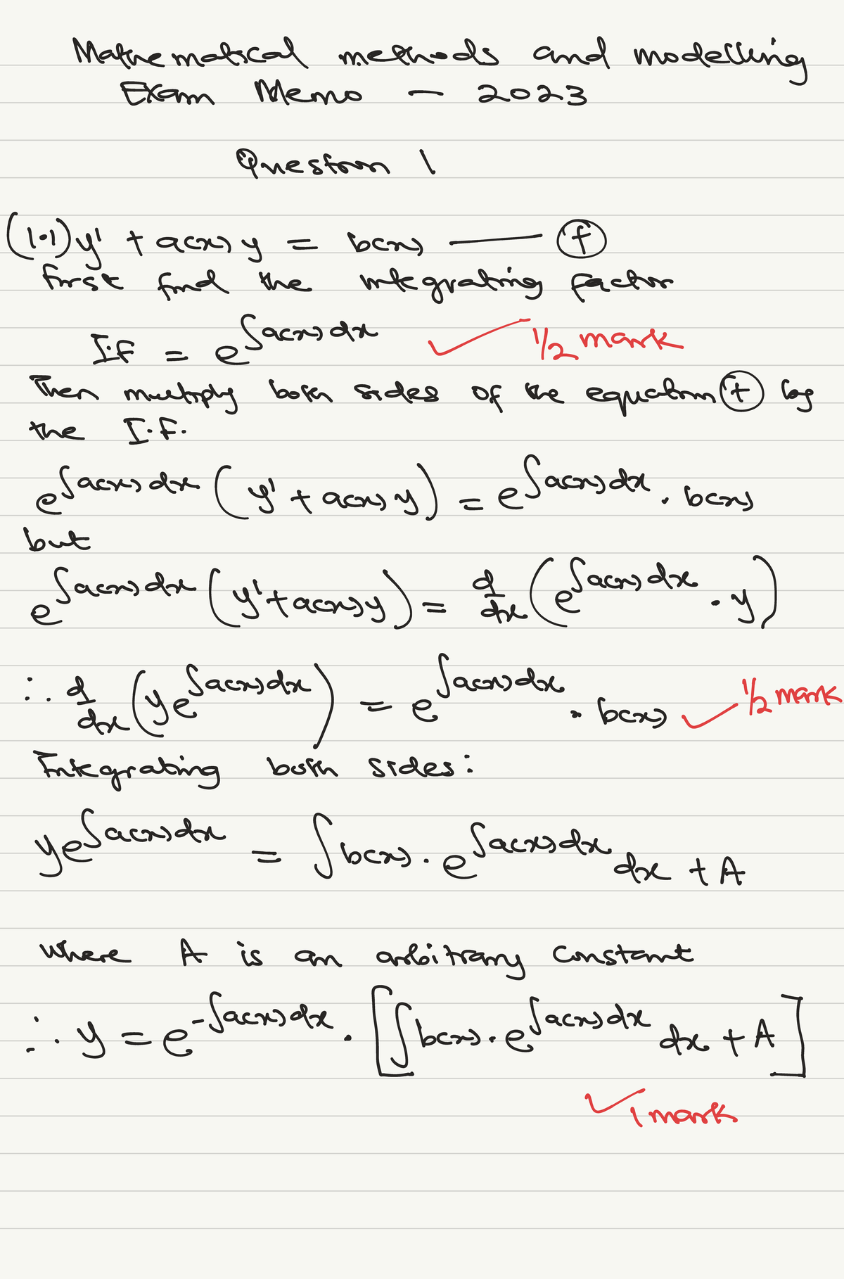 June 2023 Examination Memo APPM2021A New - APPM1026 - Studocu