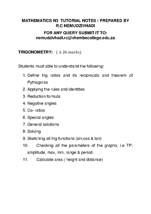 FREE Mathematics N2 Previous Papers Memos - Website: ekurhulenitech.co ...