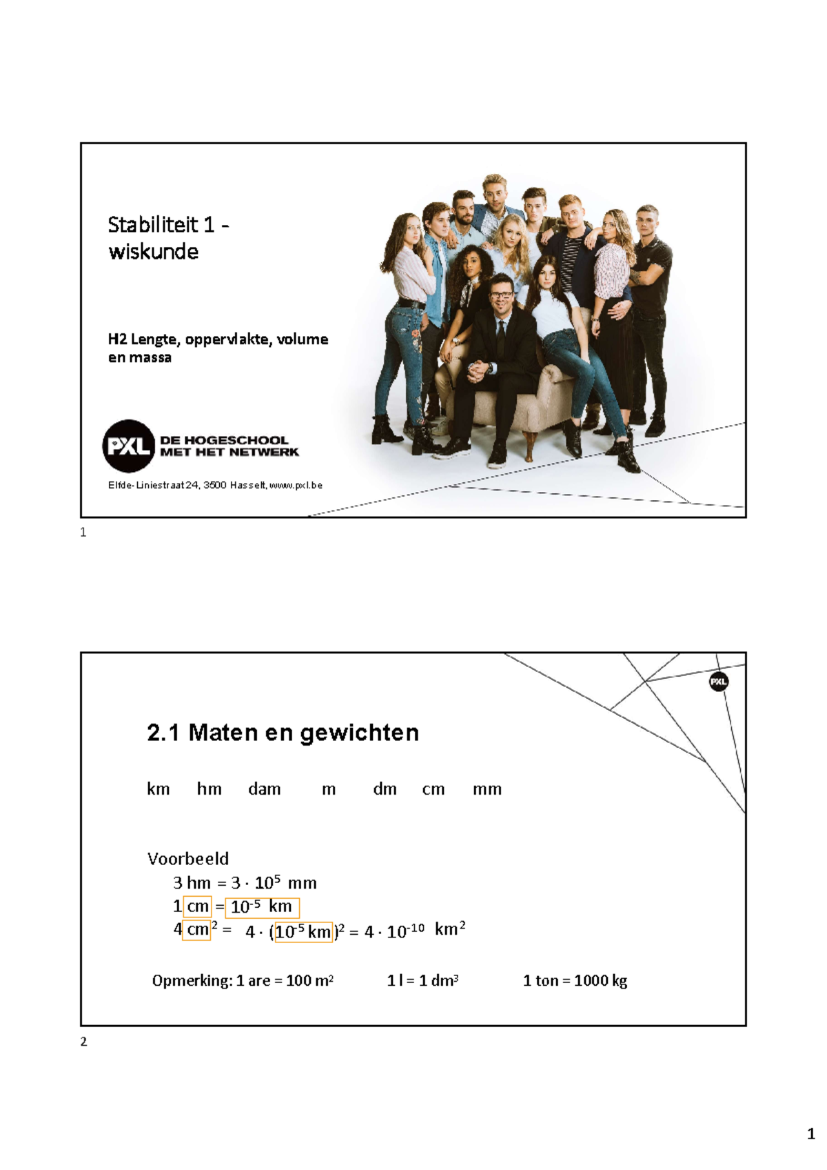 Wiskunde H2 - oefenen - Elfde-Liniestraat 24, 3500 Hasselt, pxl ...