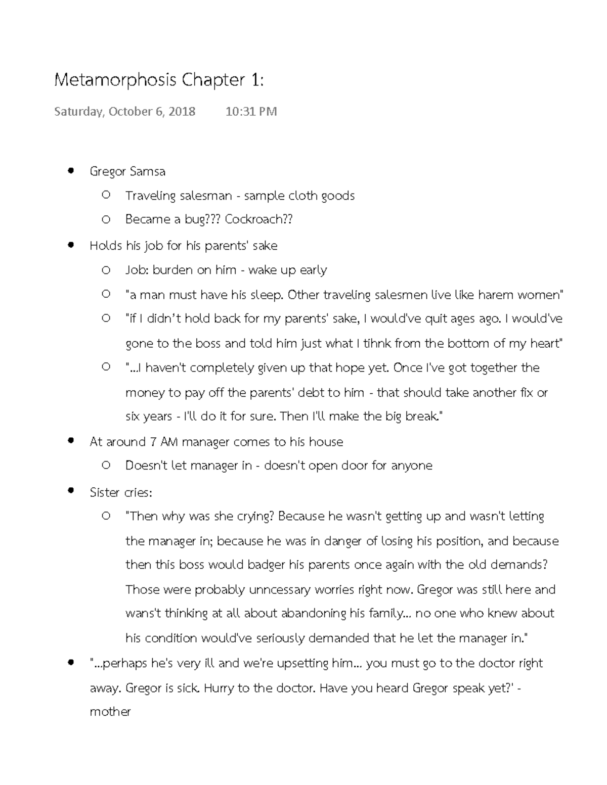 Metamorphosis Chapter 1 - Other traveling salesmen live like harem I ...