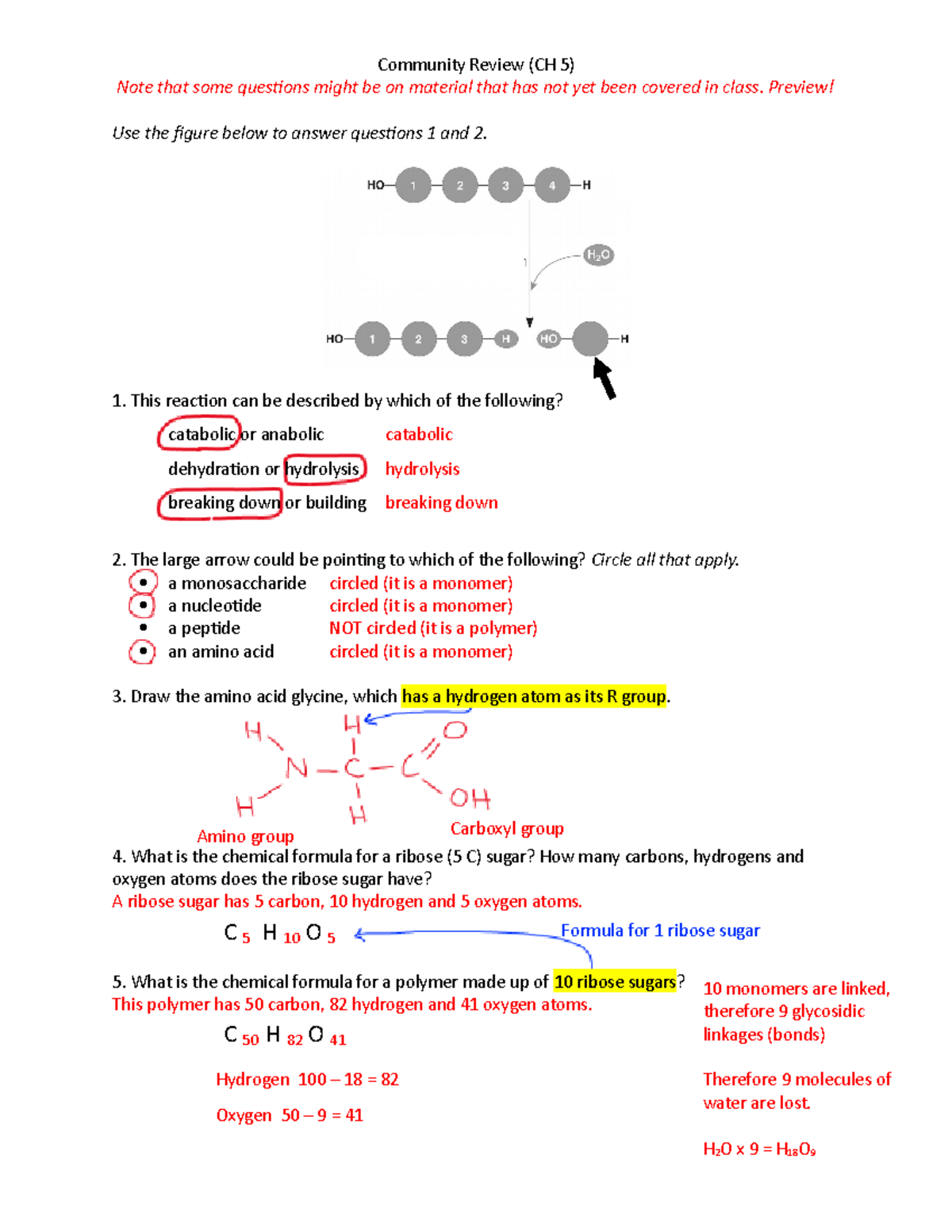 CH 5 answers (2) Biology - Community Review (CH 5) Note that some ...