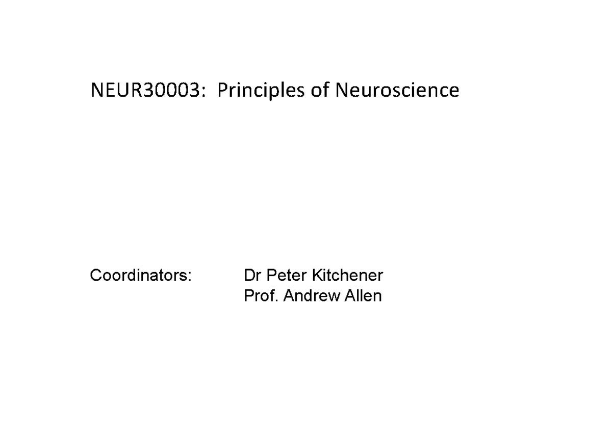 Lecture notes, lecture 1 - Why have a nervous system - Principles of ...