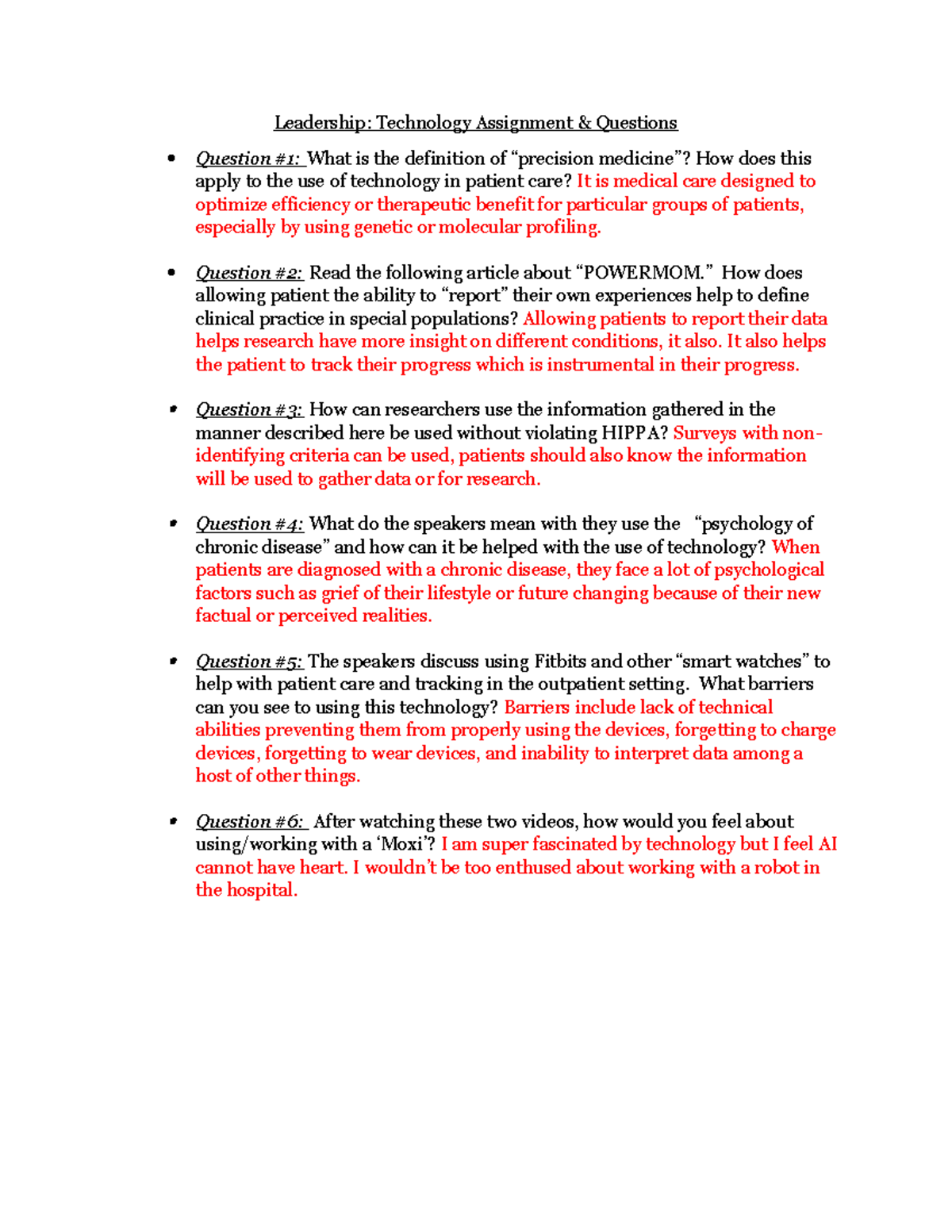 Leadership Technology Questions - Leadership: Technology Assignment ...