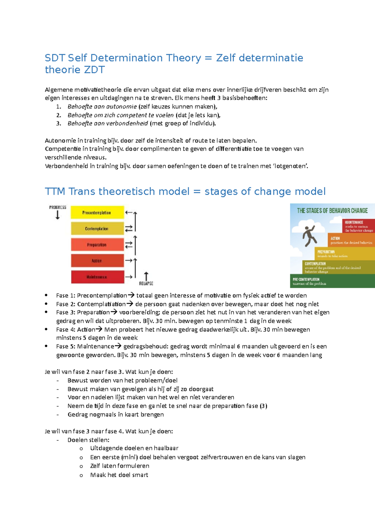 Samenvatting TTM SET Doel Apease SDT - SDT Self Determination Theory ...