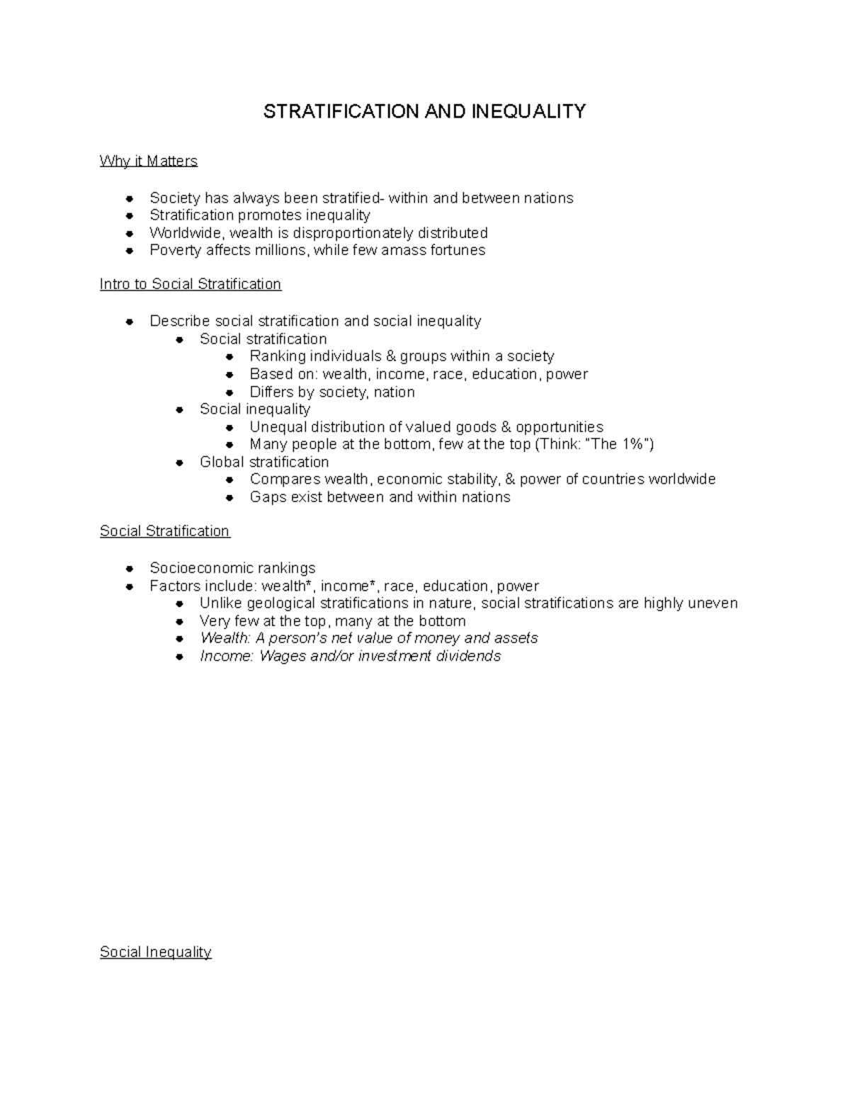 Module 7 Part 1 Stratification and Inequality - STRATIFICATION AND ...