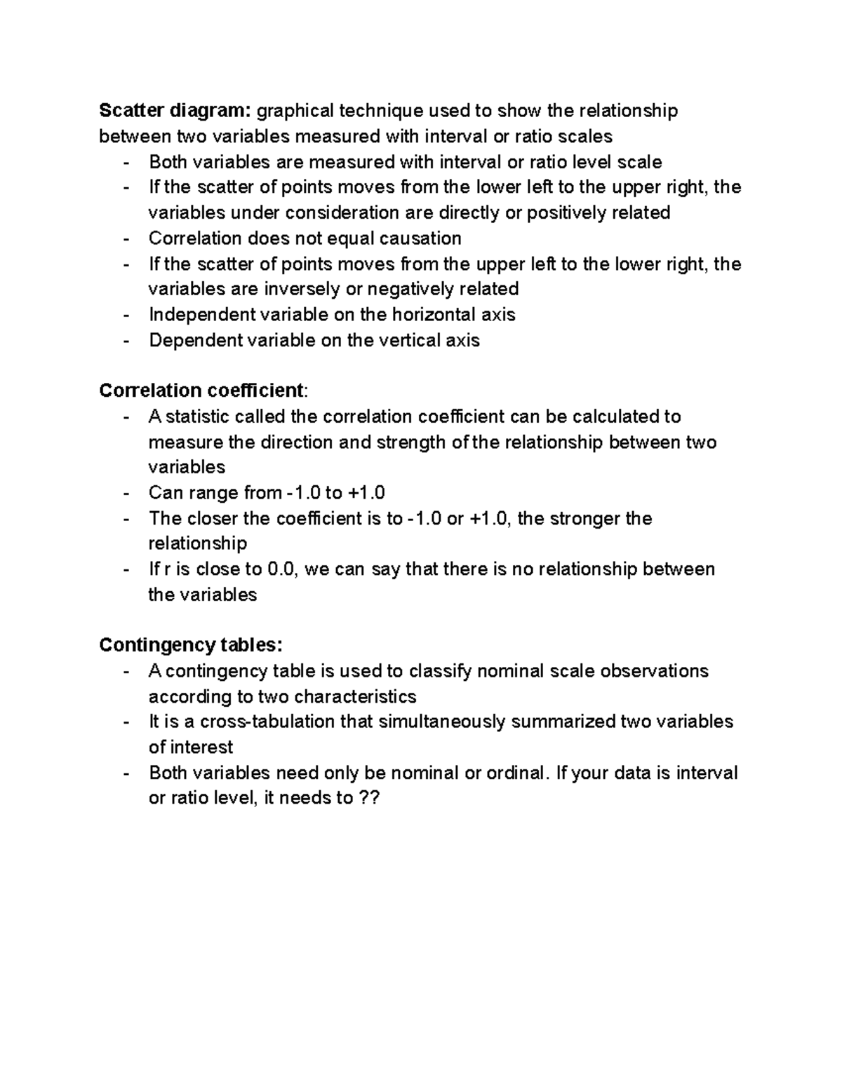Scatter diagram, correlation coefficient and contiengy tables - Scatter ...