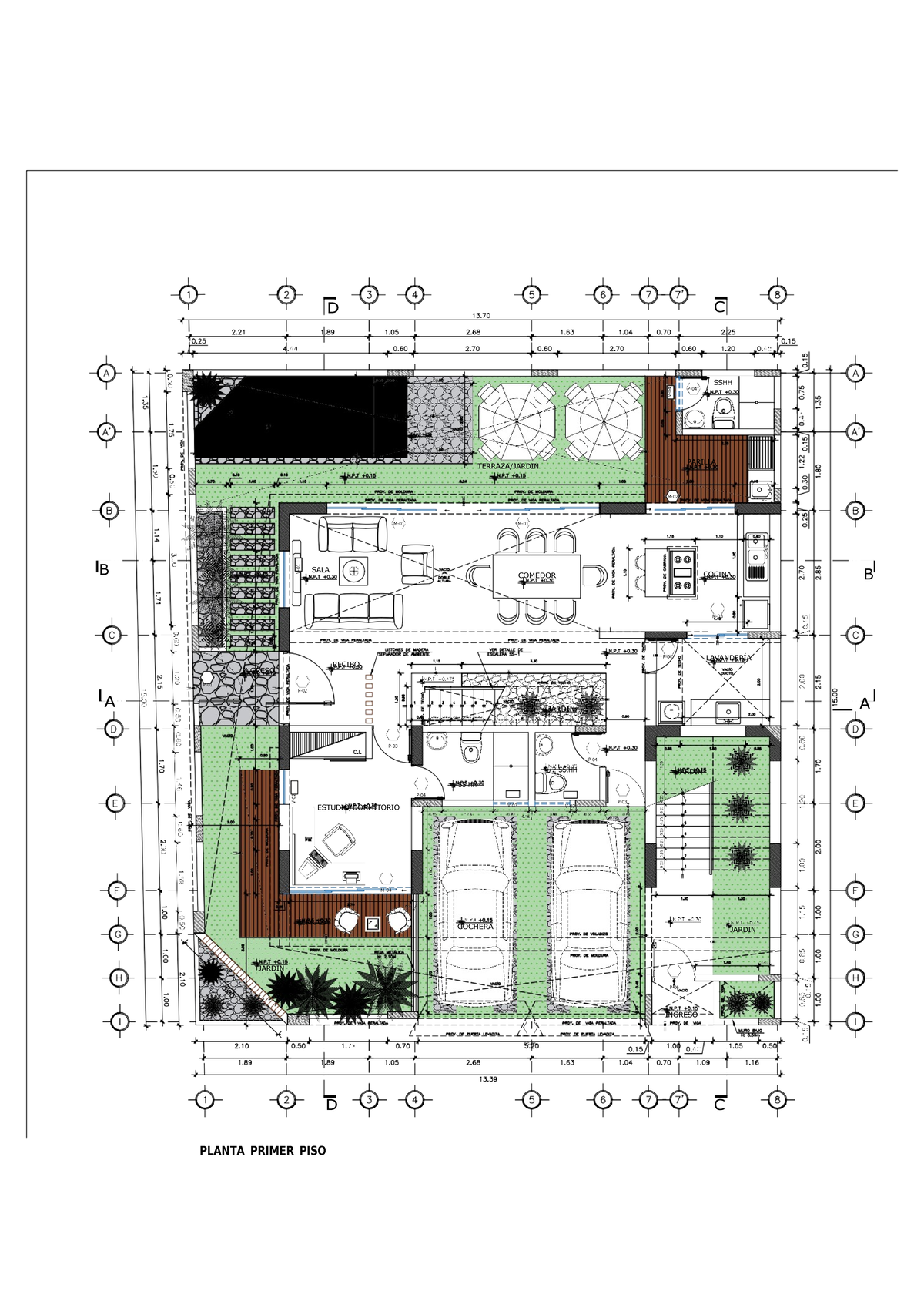 Planta 1 piso - ,lkoj - V- 01 D C P-04'' SSHH TERRAZA/JARDIN PARILLA M ...