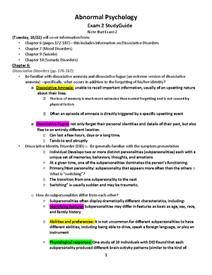 Abnormal Psychology Lecture and Textbook notes - .. 1. Statistical ...