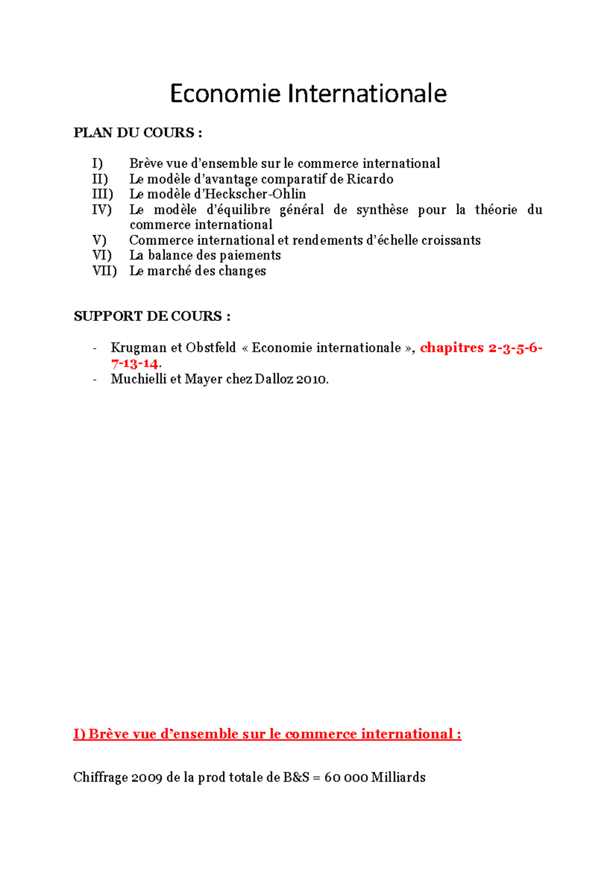 Economie Internationale CM Complet - Warning: TT: undefined function: 32 Warning: TT: undefined ...