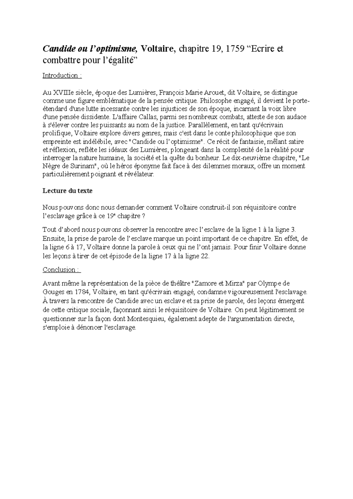 LL4 Candide ou l'optimisme Chapitre 19 - Candide ou l’optimisme, Voltaire, chapitre 19, 1759 ...