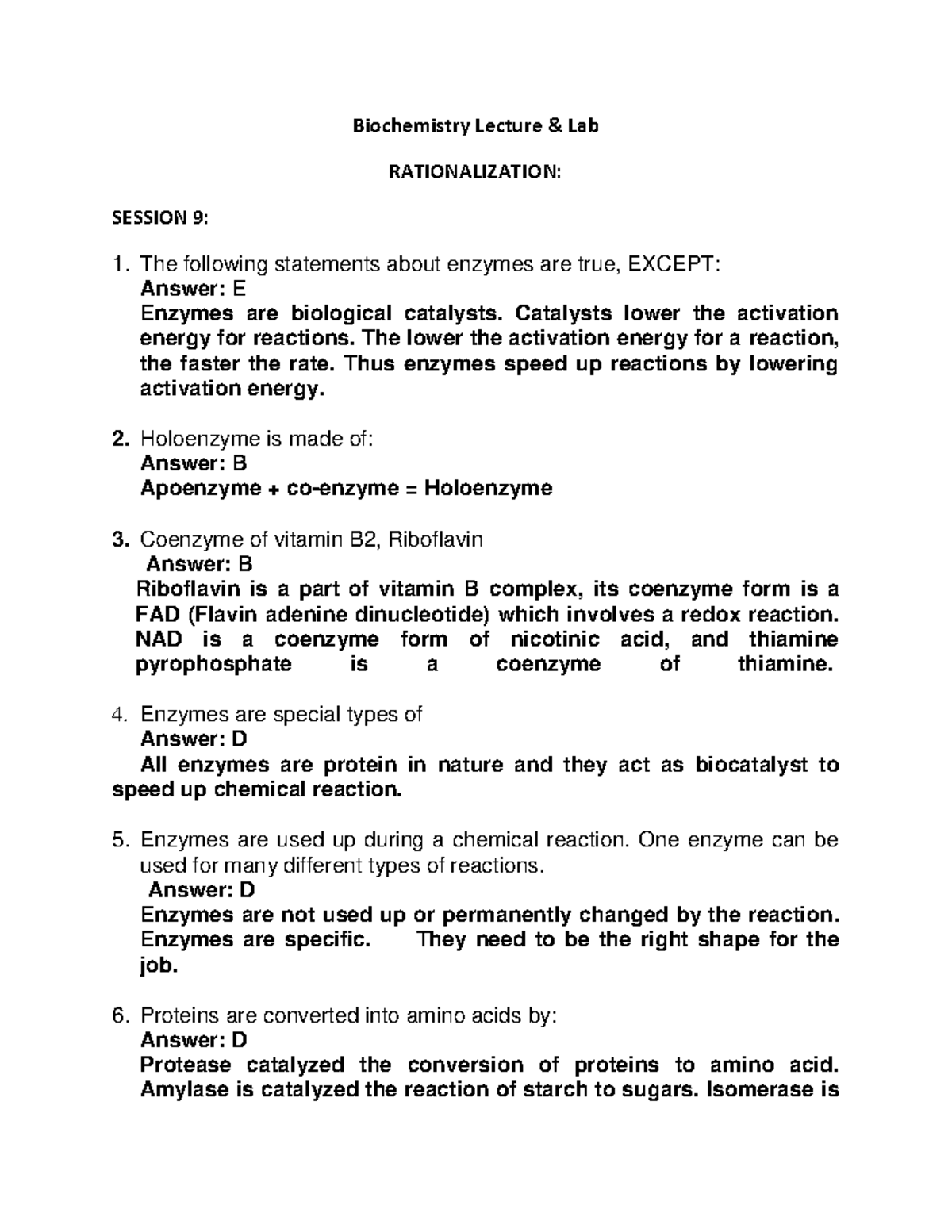 BIO Ratio Midterm 2 - Biochemistry Lecture & Lab RATIONALIZATION ...