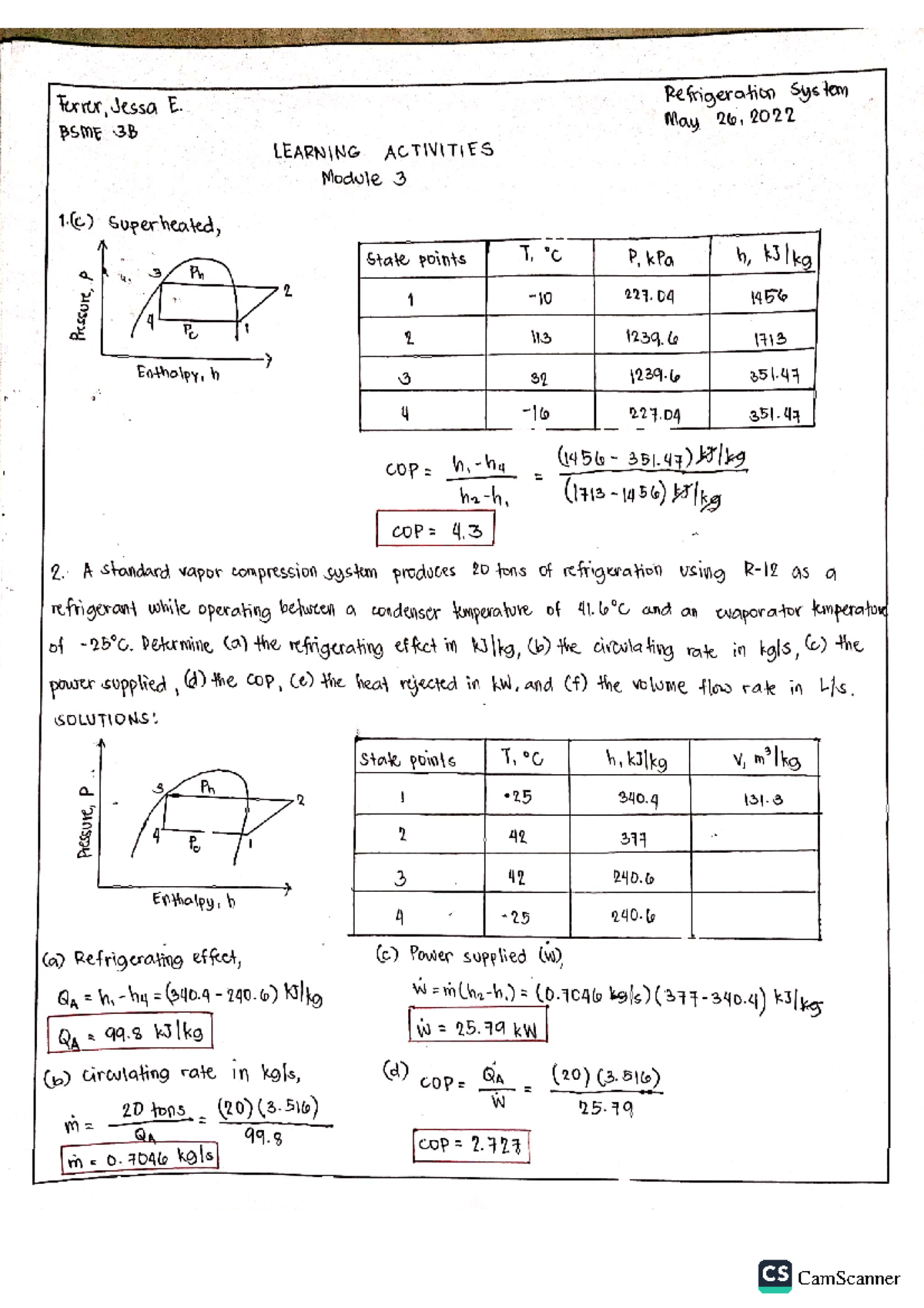 Refrigeration System Problem Solving - Mechanical Engineering - NVSU - Studocu