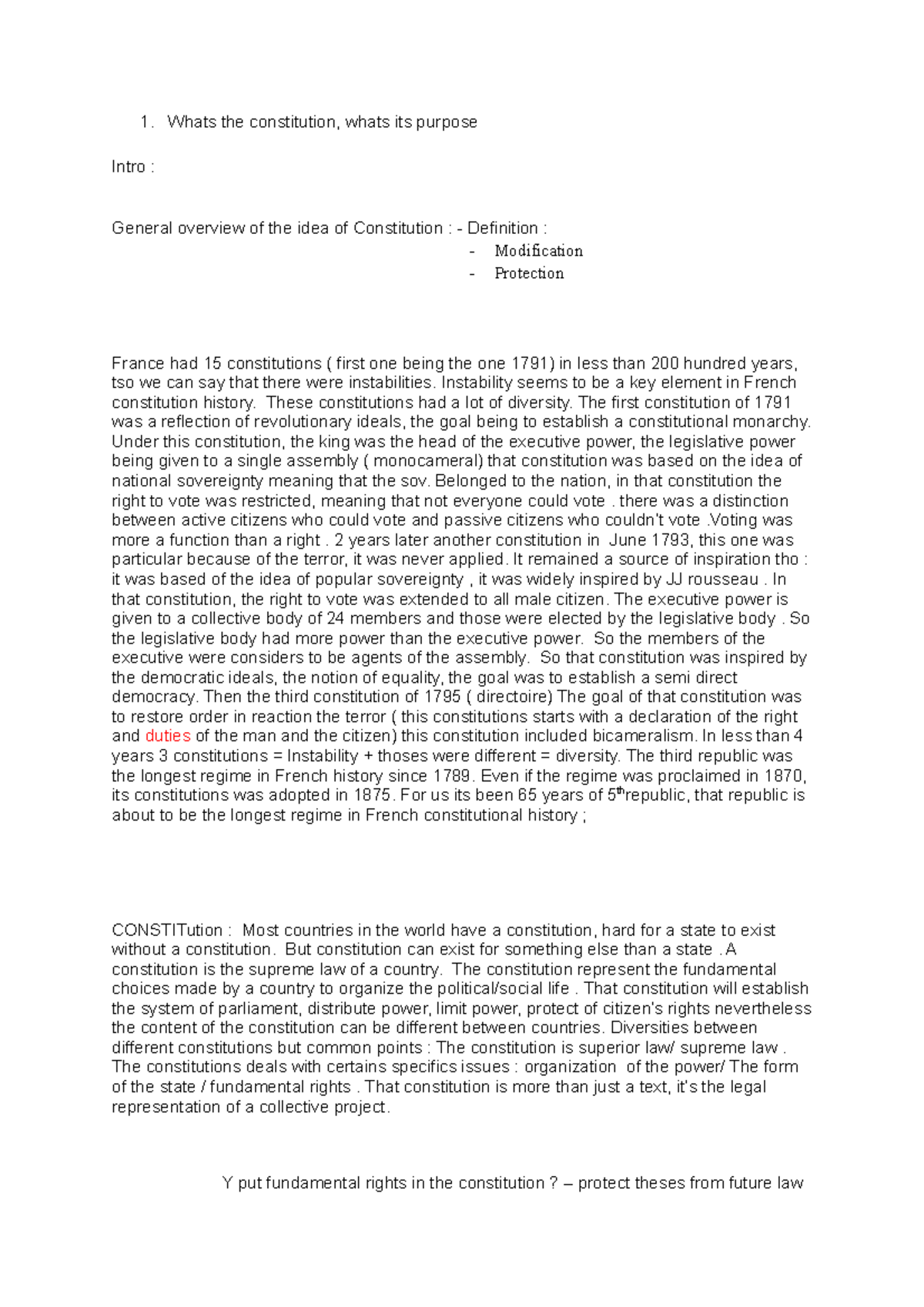 French constitutionnal law - 1. Whats the constitution, whats its ...