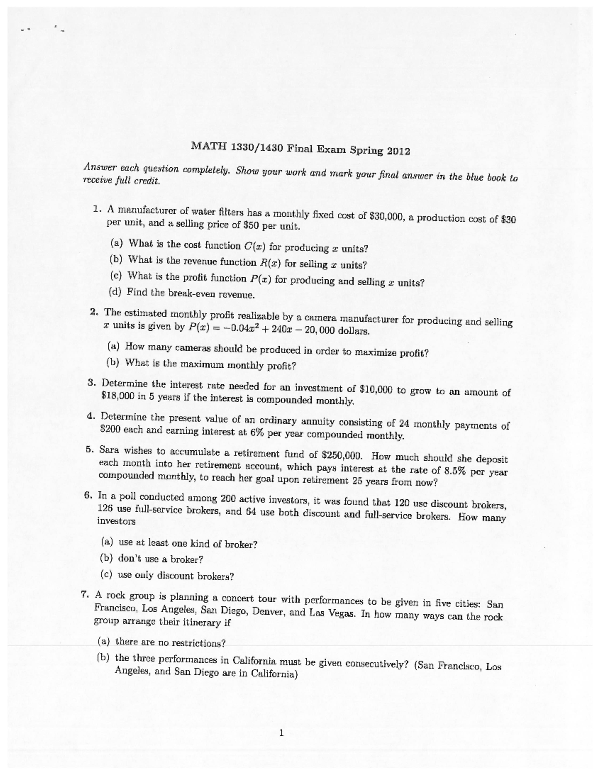 Math1330 2012 Spring - The study material for the business math 1 final ...