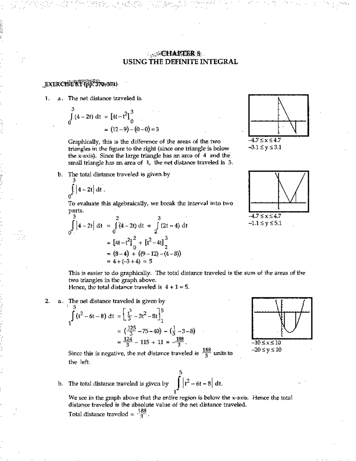 Chapter 8 Textbook Solutions - CHAPTER 8 USING THE DEFINITE INTEGRAL ...