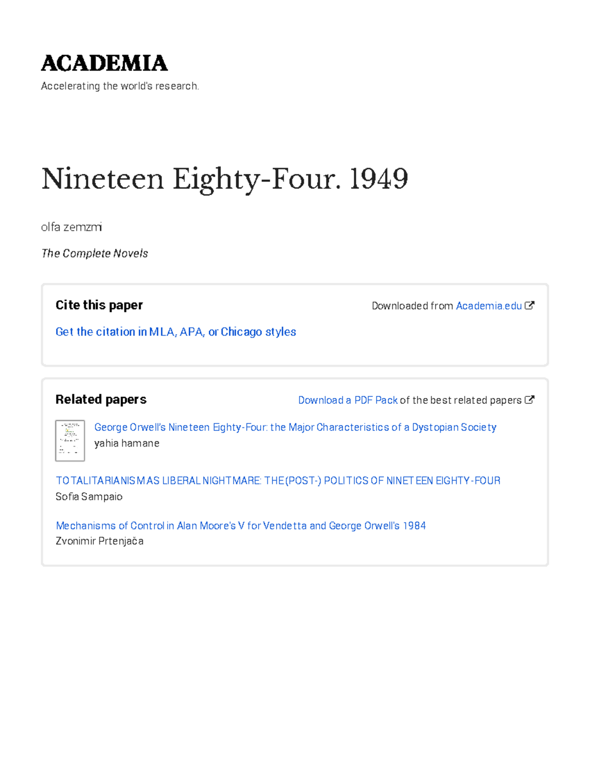 Nineteen Eighty Four George Orwell with cover page v2 - Accelerating ...