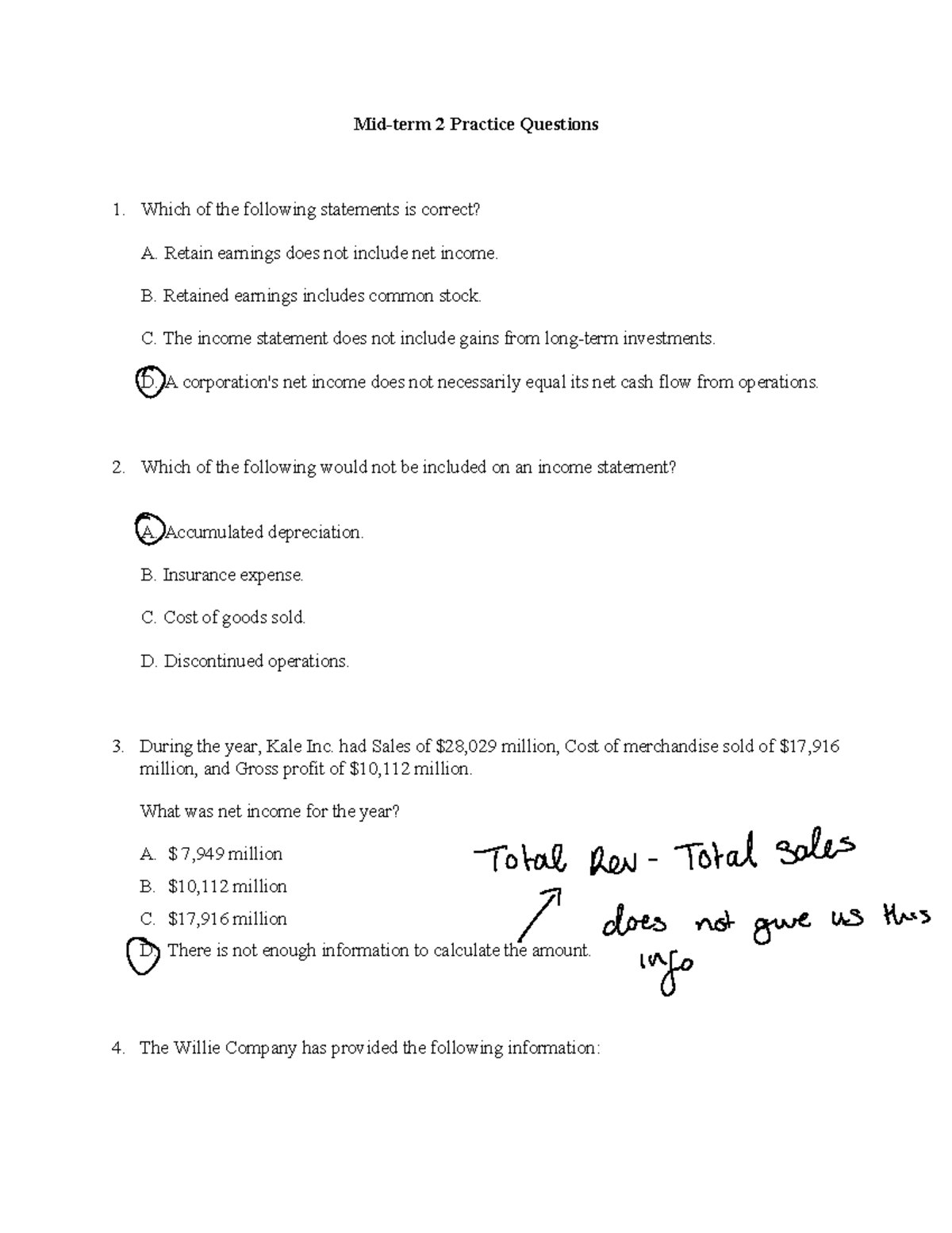 AACG Midterm 2 practice - Mid-term 2 Practice Questions Which of the following statements is ...