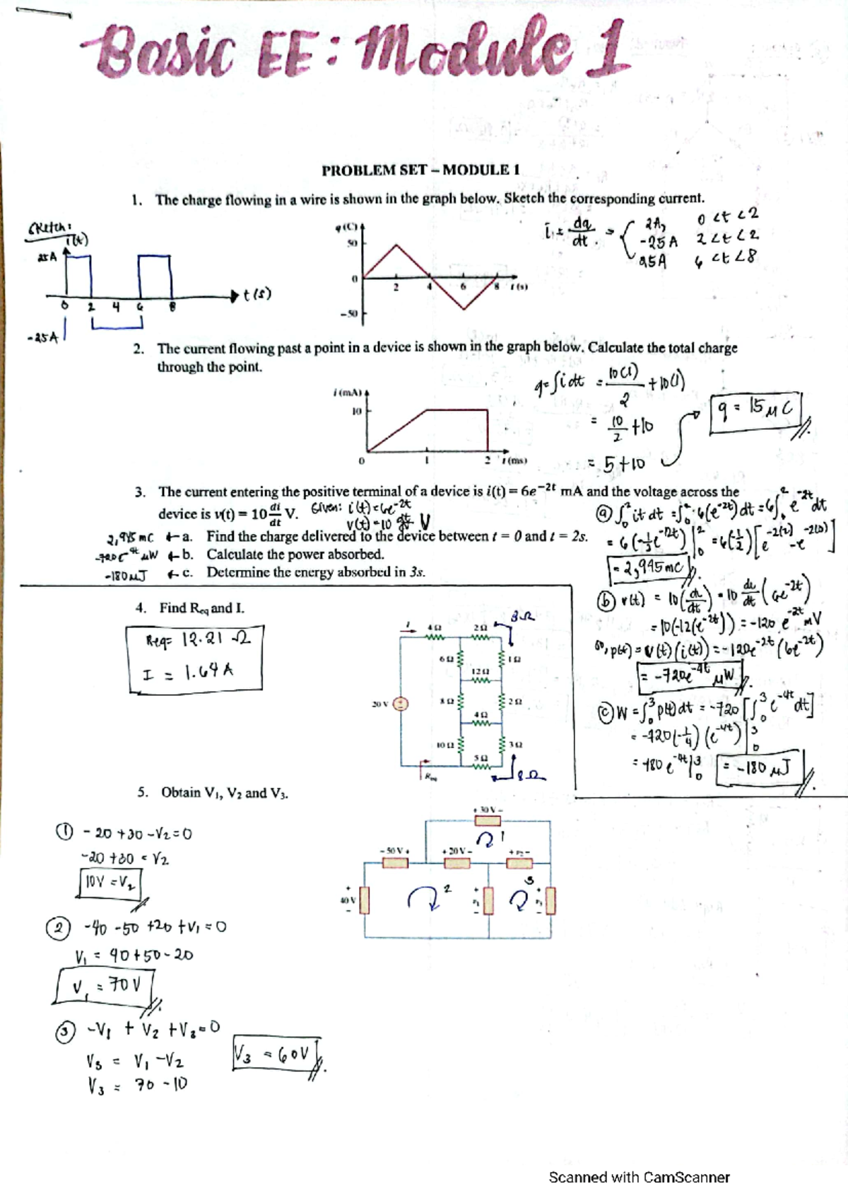 Problem Set MODULE 1 - electric current - civil engineering - Studocu