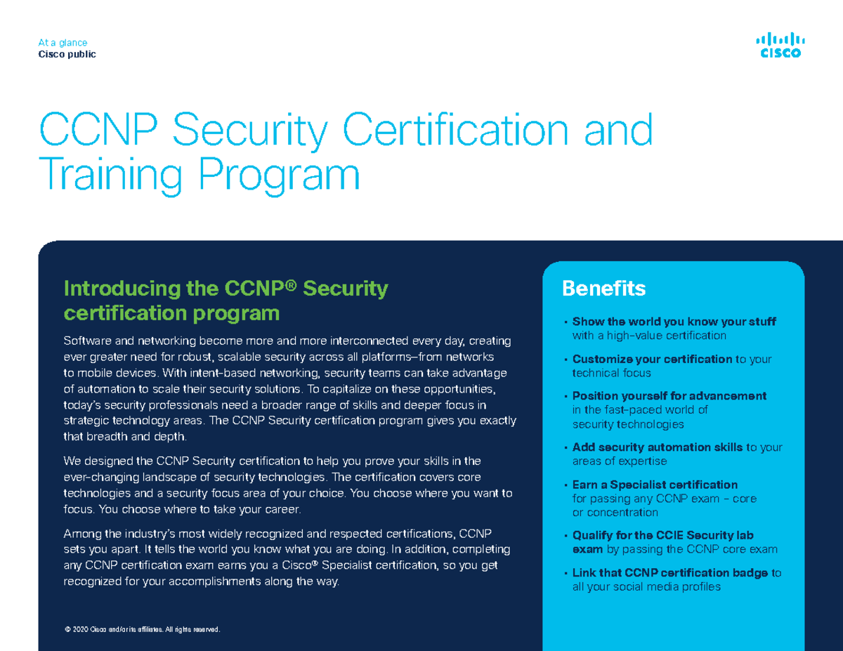 Ccnp security at a glance - At a glance Cisco public CCNP Security Certification and Training ...