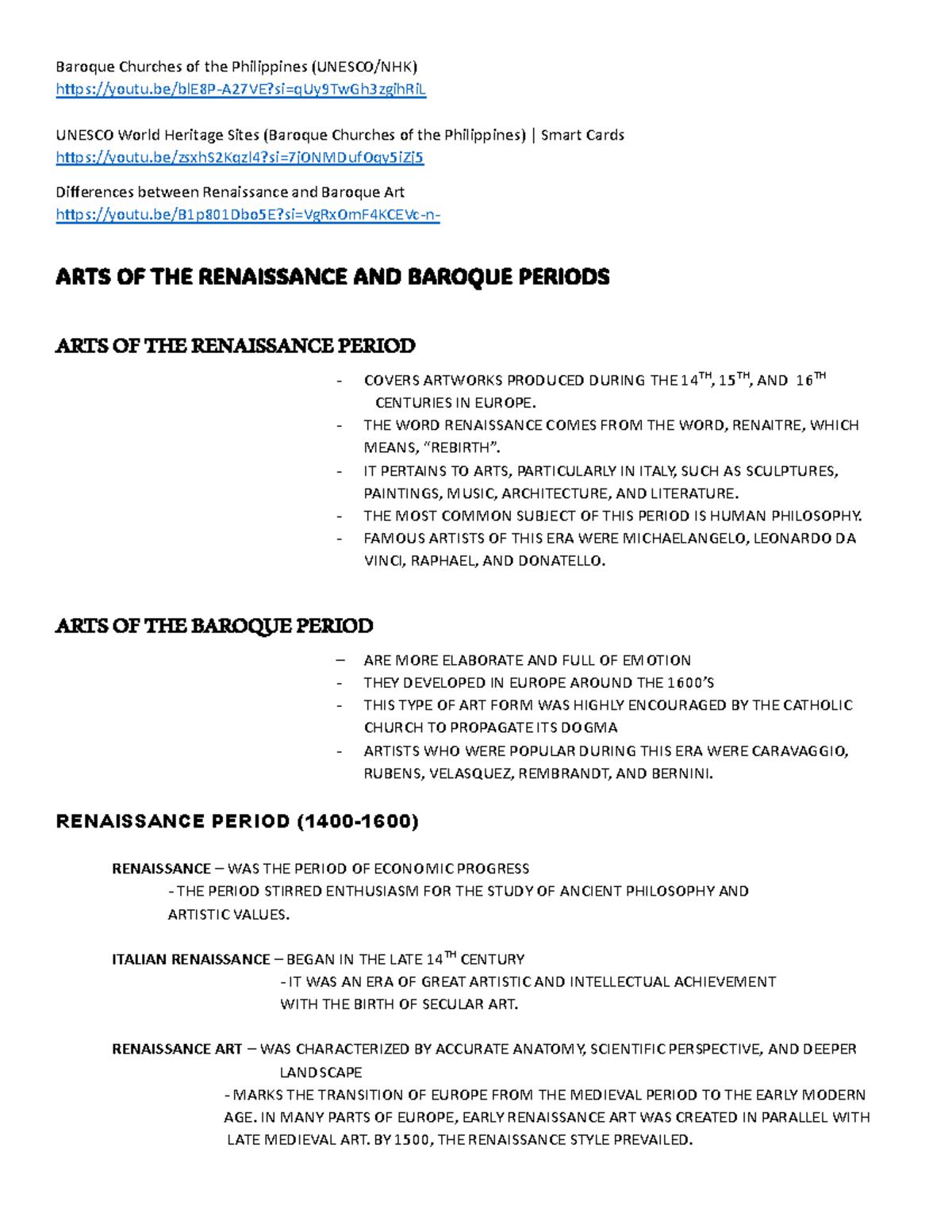 ARTS OF THE Renaissance AND Baroque Periods - Baroque Churches of the ...