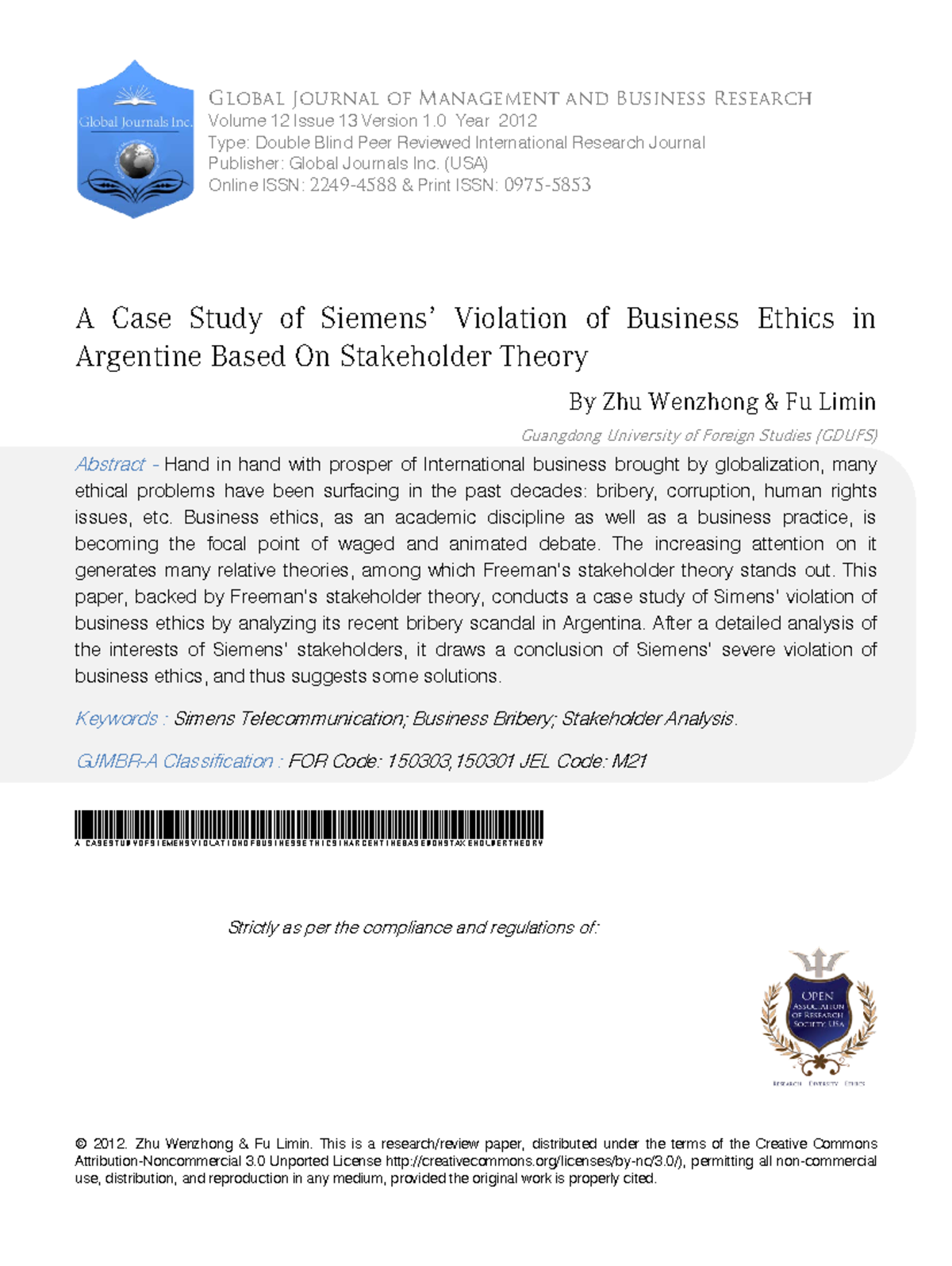 8 A Case Study of Siemens Violation - © 2012. Zhu Wenzhong & Fu Limin ...