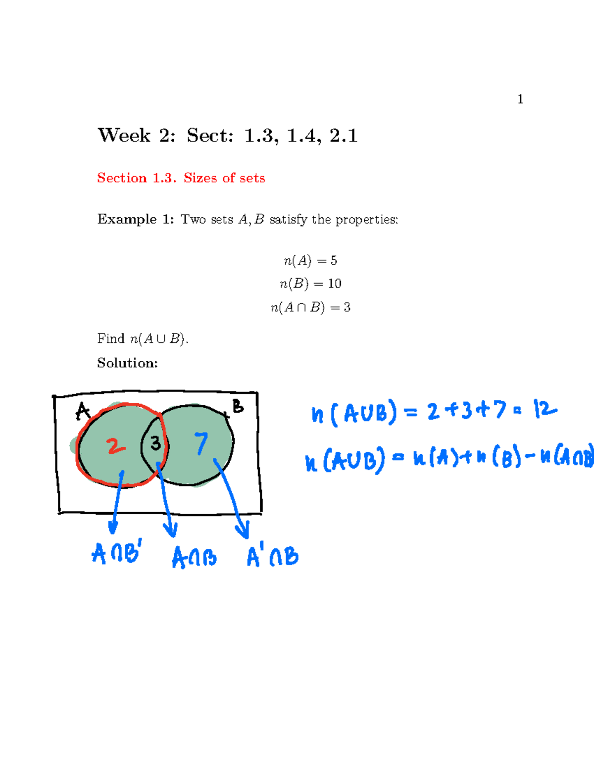 Week2-filled in - Professor Wu - Week 2: Sect: 1, 1, 2. Section 1 ...