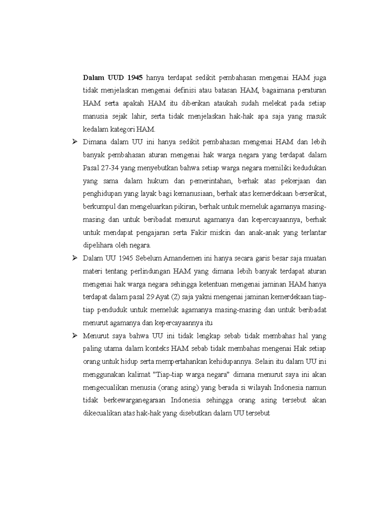 Tugas HAM Perbedaan UU Tentang HAM - Dalam UUD 1945 hanya terdapat ...