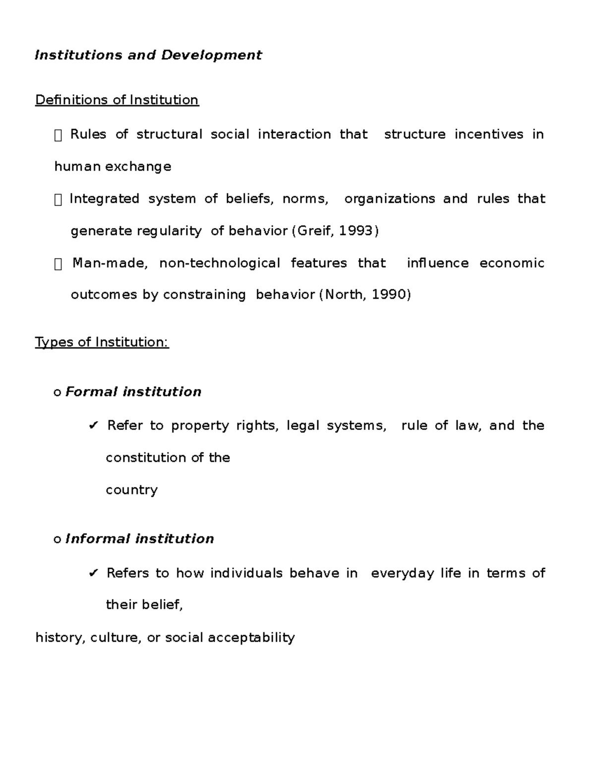 Institutions and Development - Institutions and Development Definitions ...