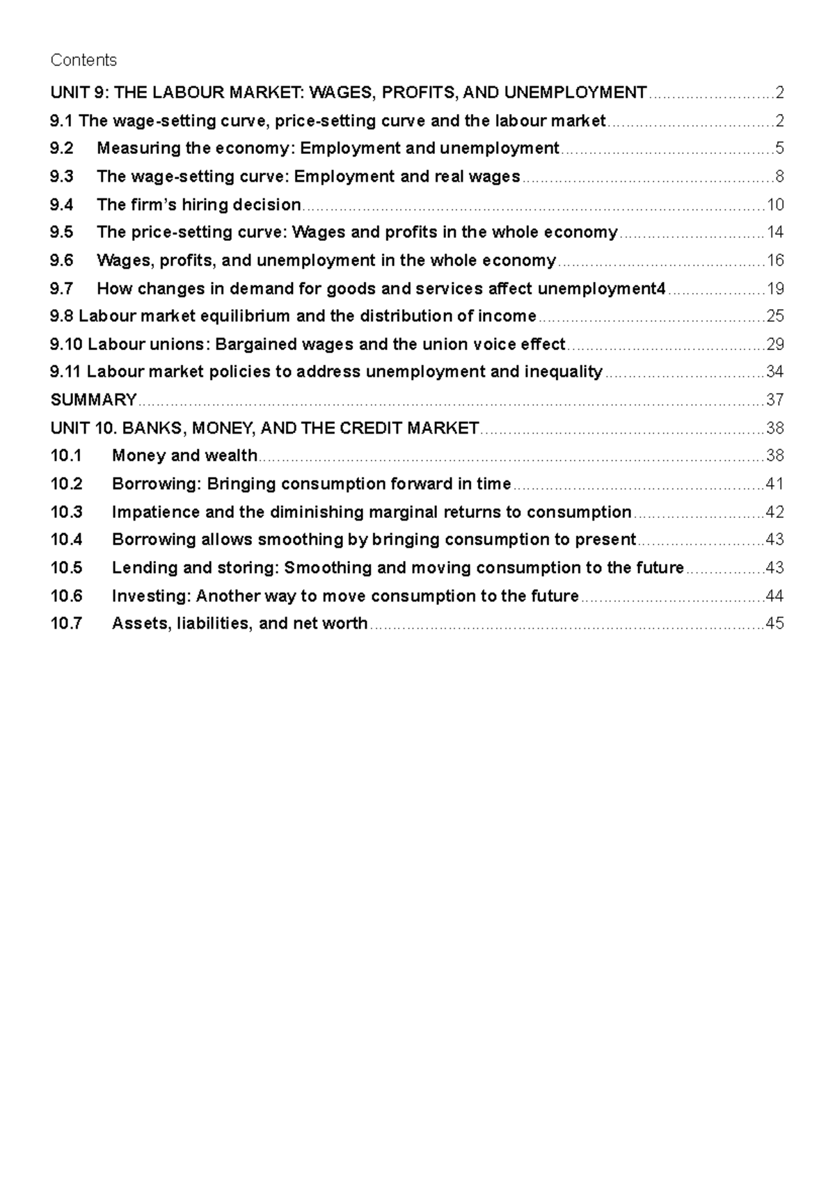 Opsommings van die slides en klas notas - Contents UNIT 9: THE LABOUR ...