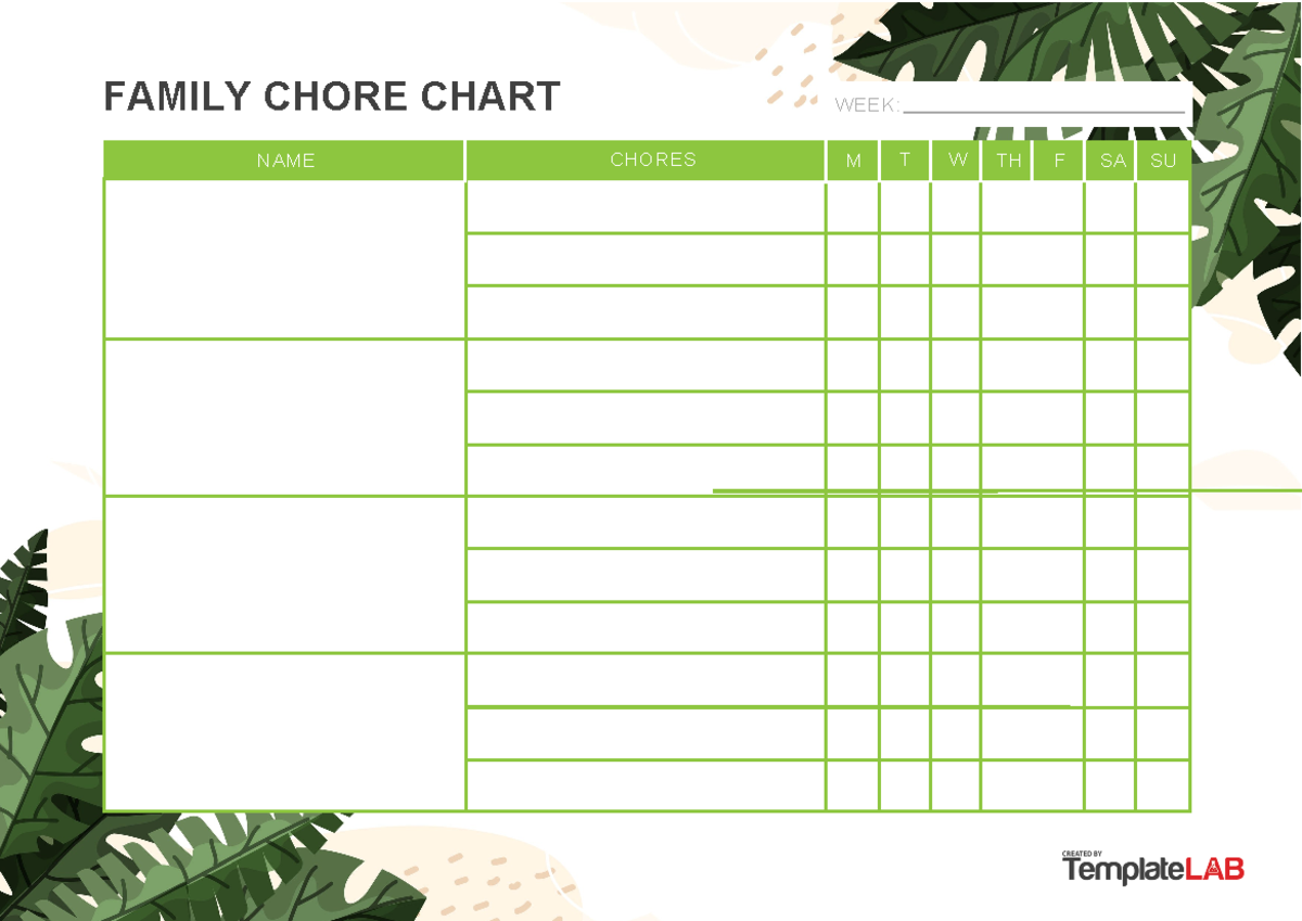 Family Chore Chart v2 Template Lab - MA670 - FAMILY CHORE CHART NAME ...