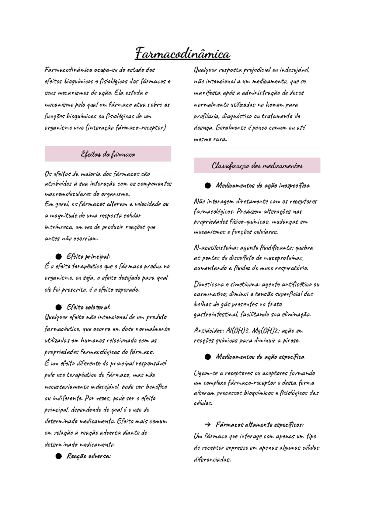 Farmacodinâmica - Resumo As Bases Farmacológicas da Terapêutica de ...