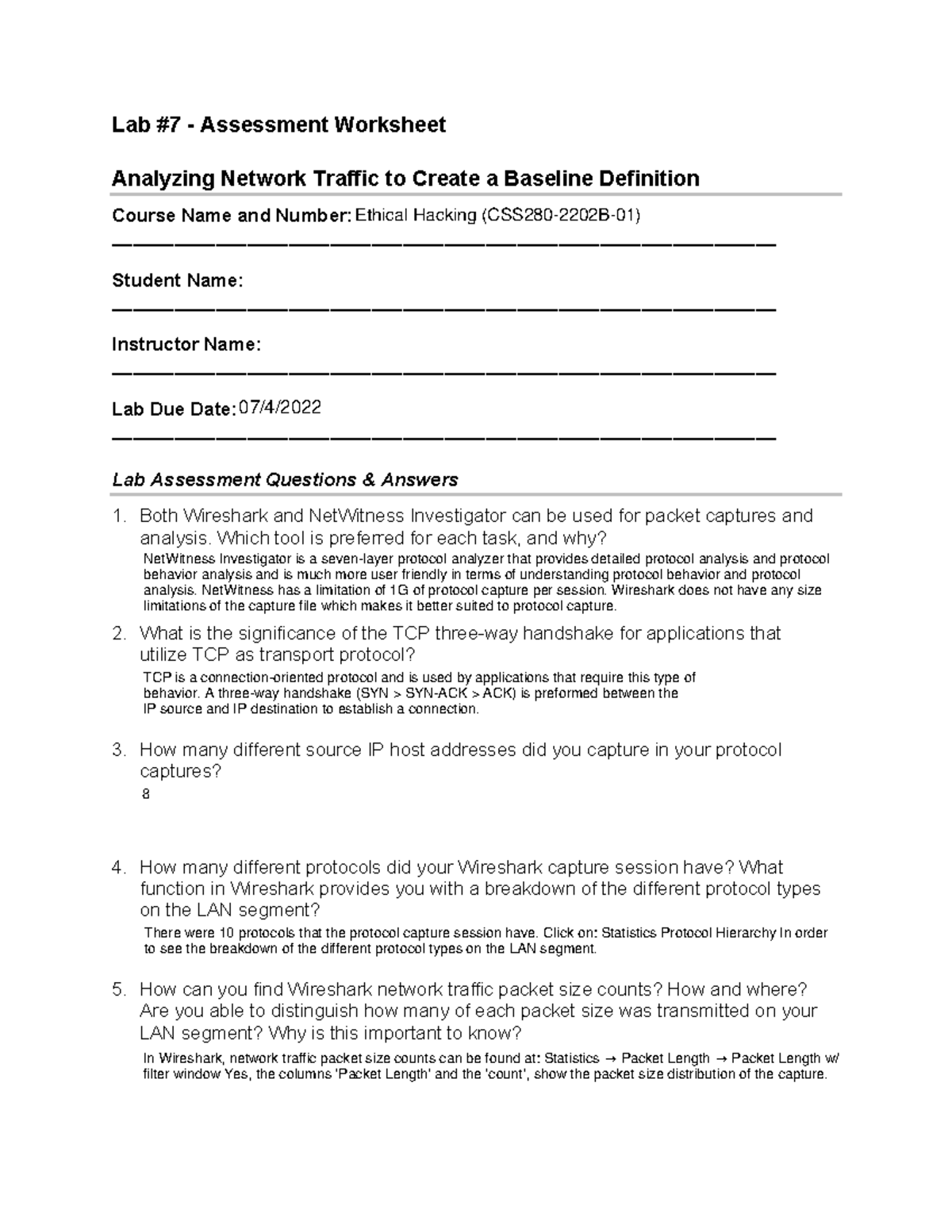 Analyzing Network Traffic to Create a Baseline Definition-Hacking - Lab ...